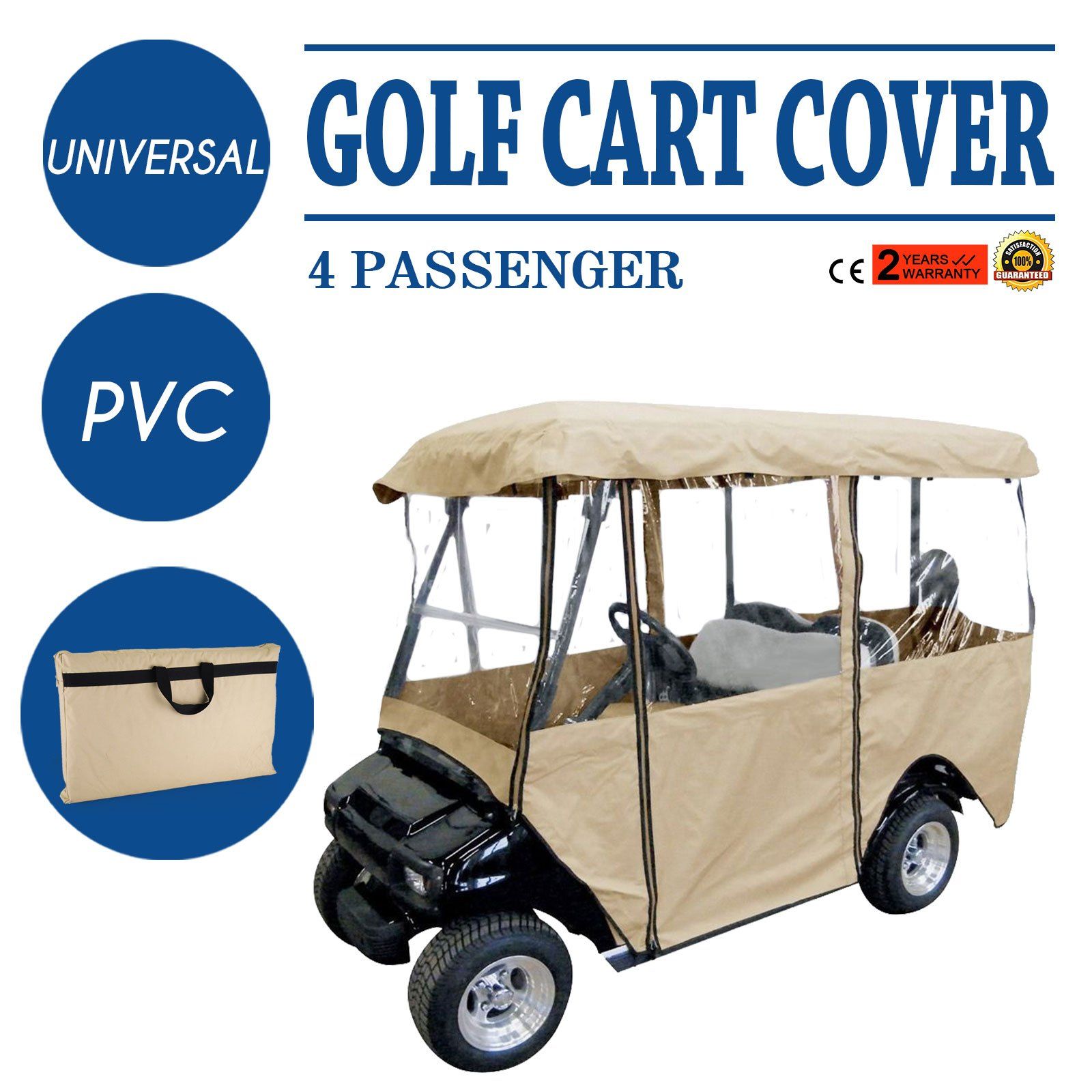 HCY Golf Cart Enclosure, 4-Person Golf Cart Cover, 4-Sided Fairway ...