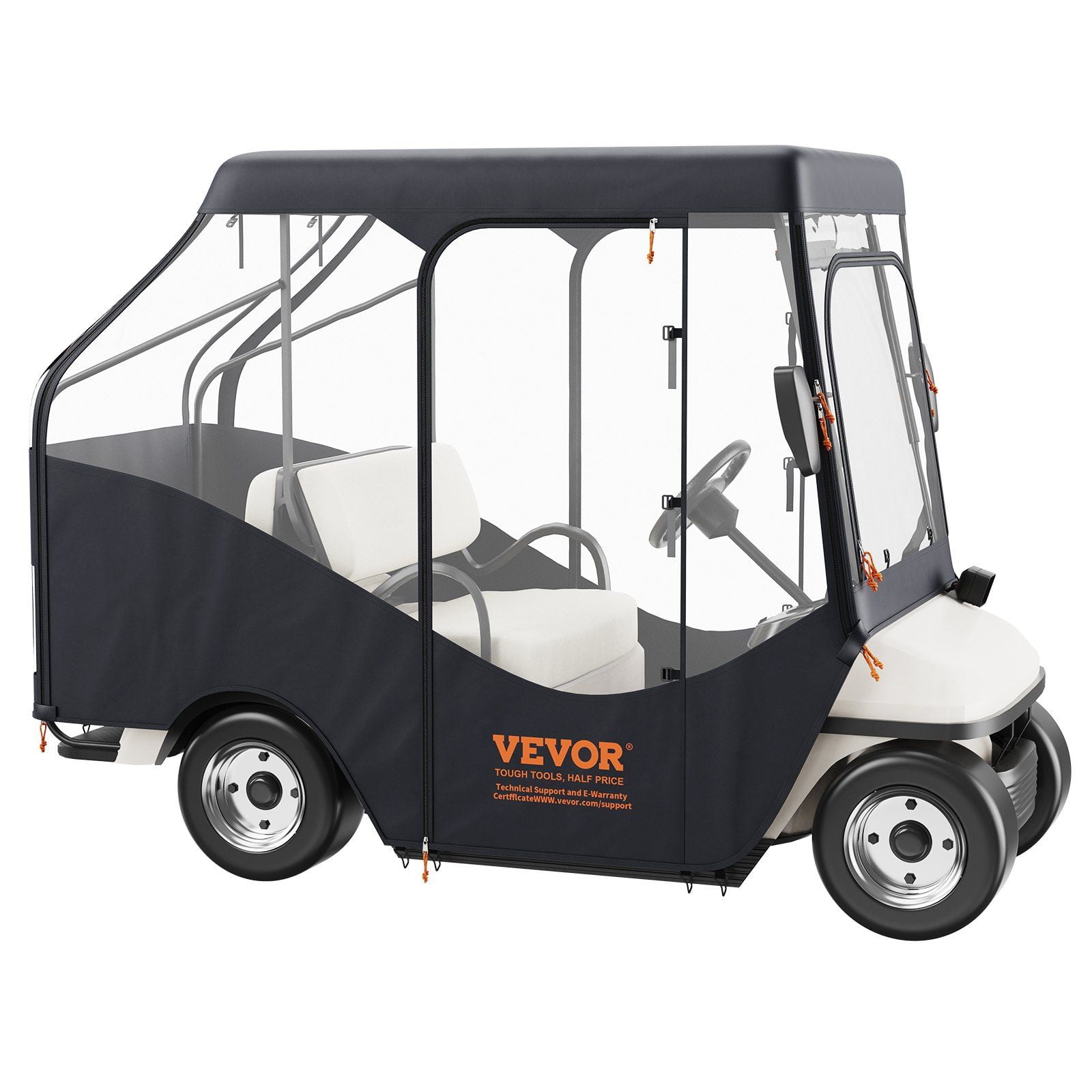 HCY Golf Cart Enclosure, 420D Polyester Driving Enclosure with 4-Sided Transparent Windows, 4 ...