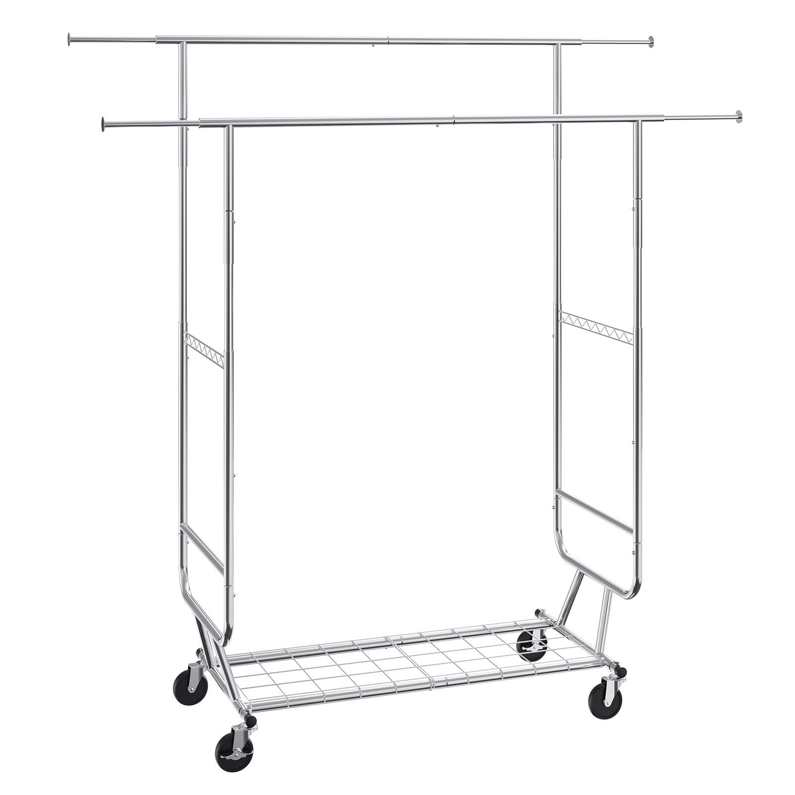 HCY Heavy Duty Clothes Rack, Double Hanging Rod Clothing Garment Rack ...