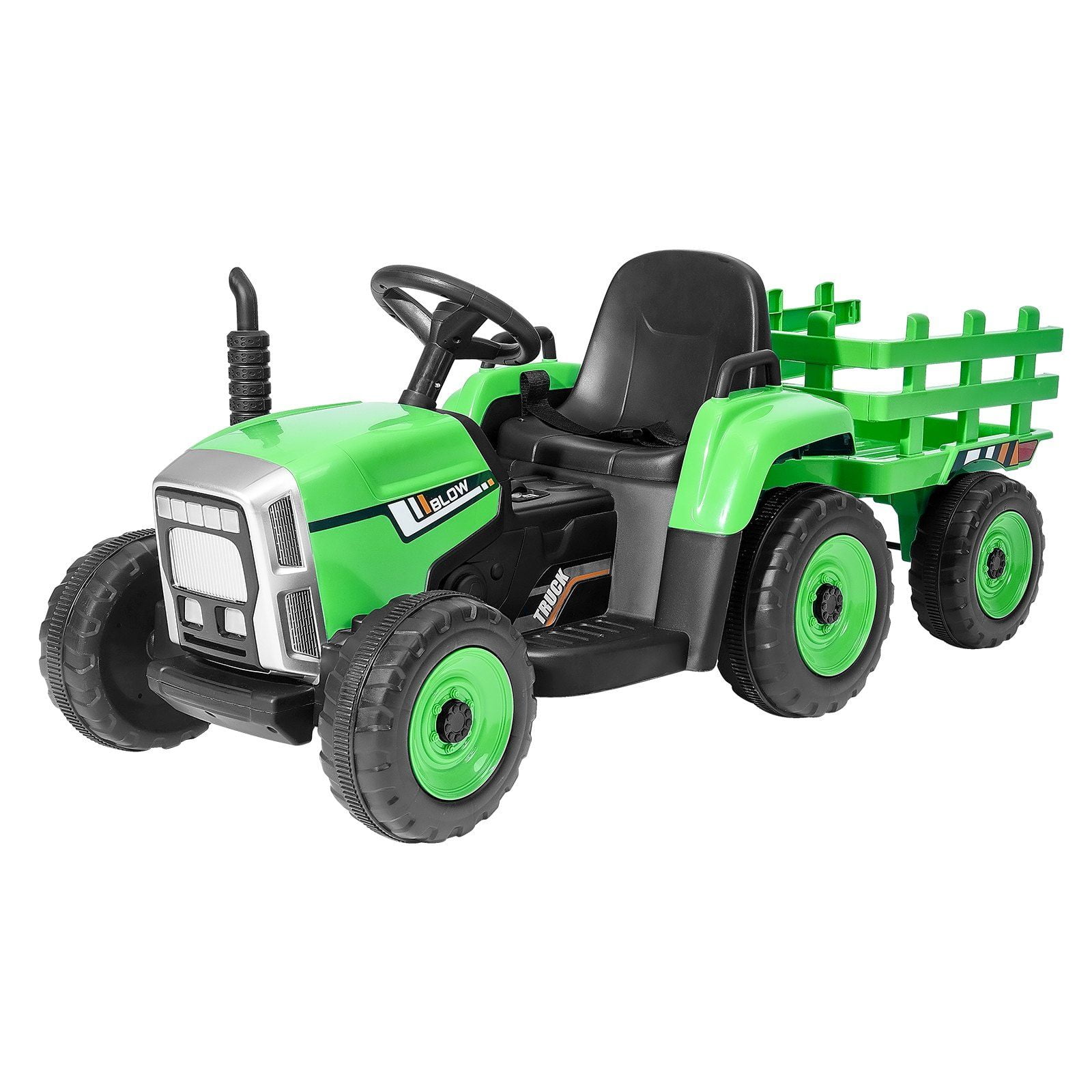 HCY Kids Ride on Tractor 12V Electric Toy Tractor with Trailer Remote ...