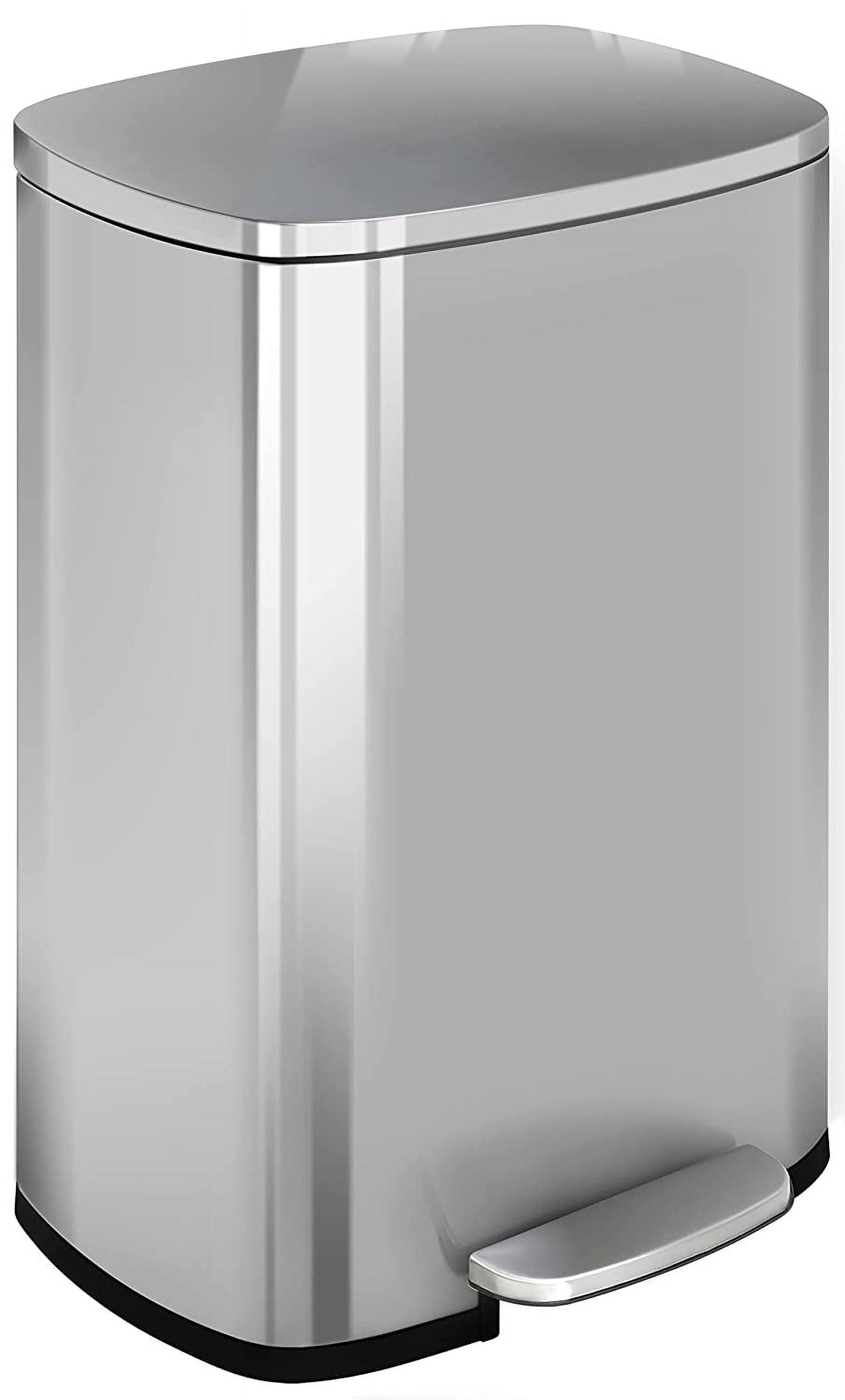 HCY Kitchen Trash Can Stainless Steel Metal Lid Step Can Garbage Can ...