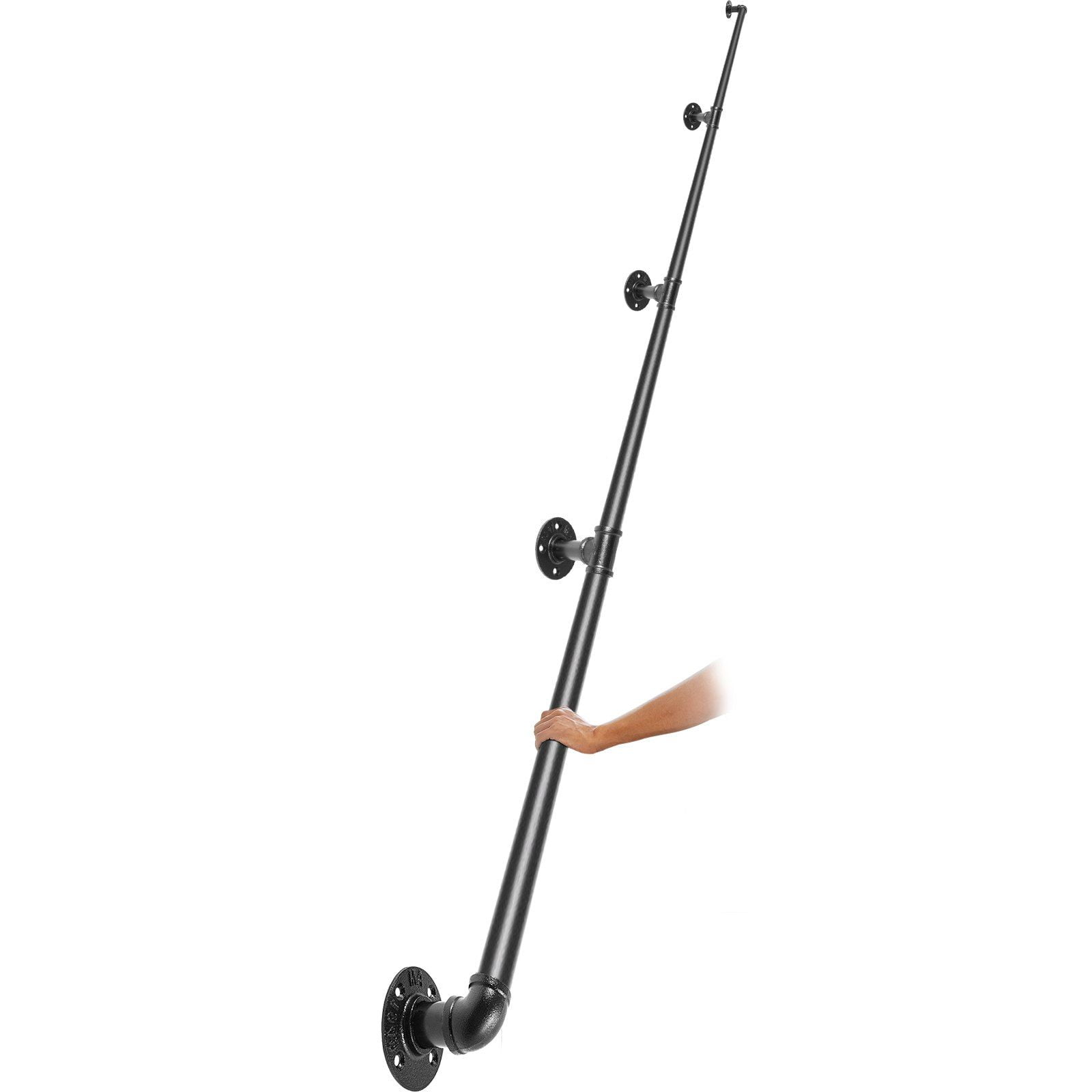 HCY Pipe Stair Handrail, 13FT Staircase Handrail, 440LBS Load Capacity ...