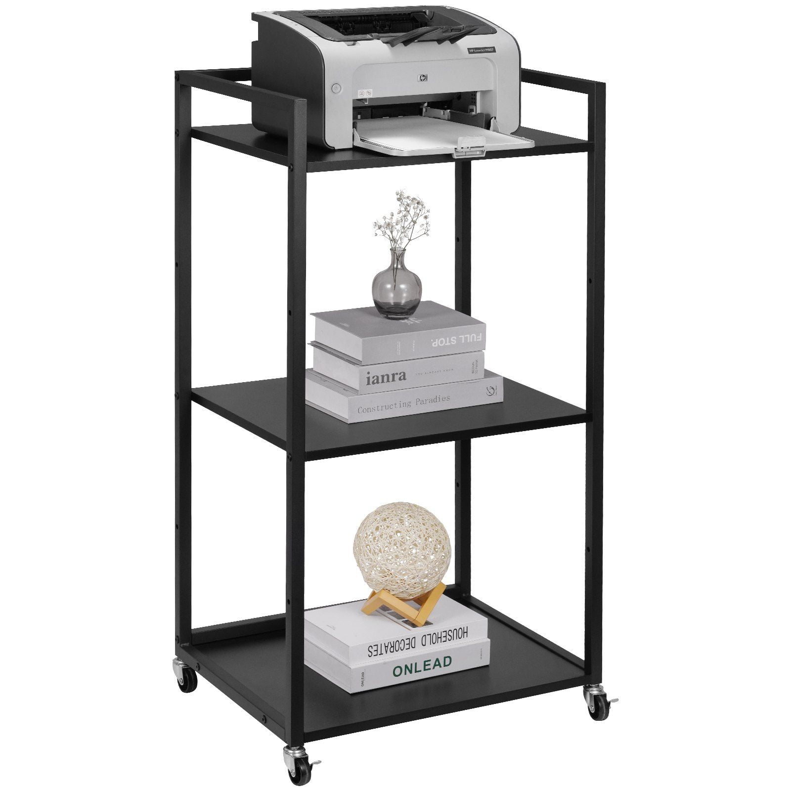 HCY Printer Stand with Wheels, Height Adjustable 3 Tier Printer Stand ...