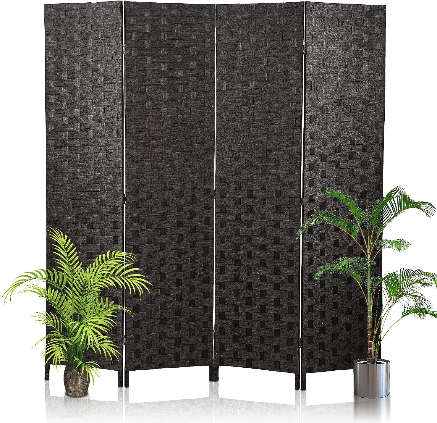 HCY Room Dividers, 4 Panels 6Ft Folding Privacy Screen Wood Mesh Hand ...