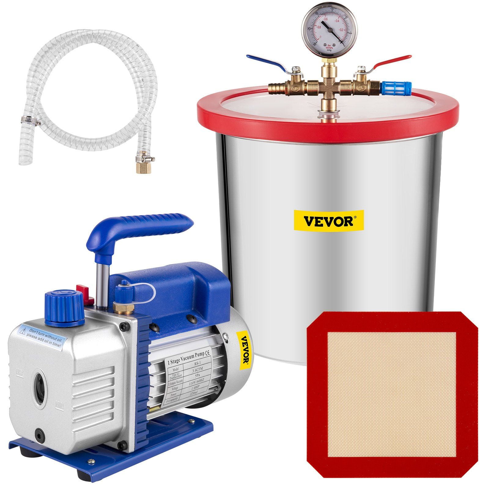 HCY Vacuum Pump 3.6CFM 1/4 HP Single Stages HVAC A/C Refrigeration Kit ...