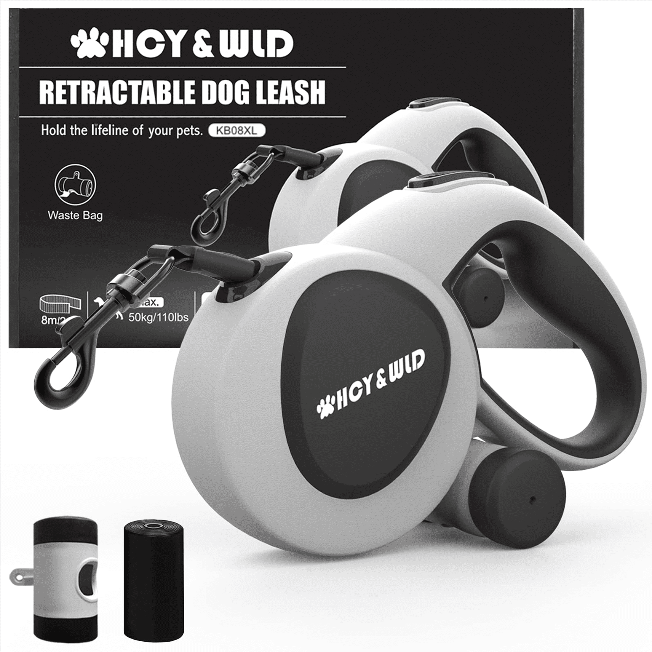 HCY&WLD Multifunctional Retractable Dog Leash with Dispenser & Poop ...