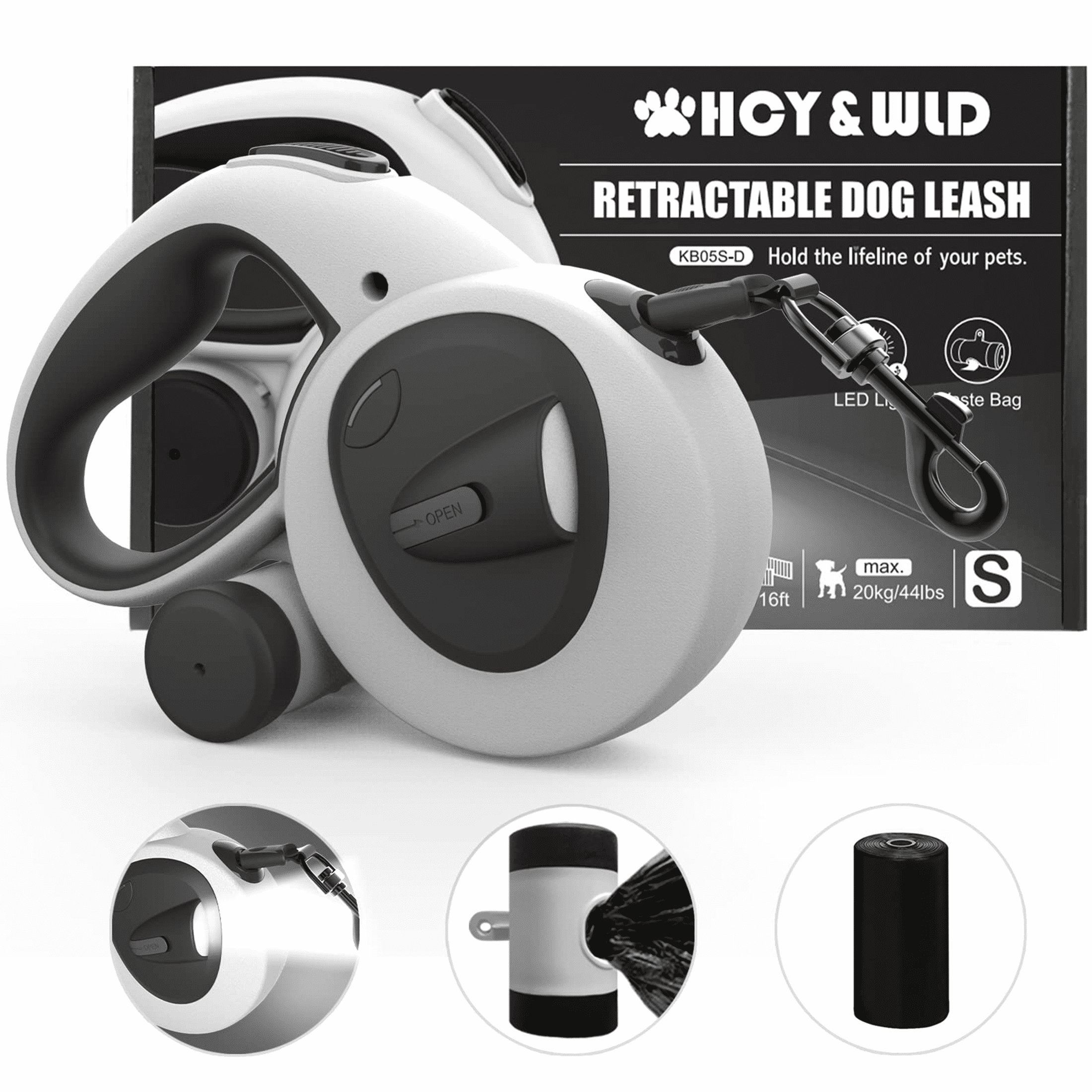 HCY&WLD Multifunctional Retractable Dog Leash with LED Light ...