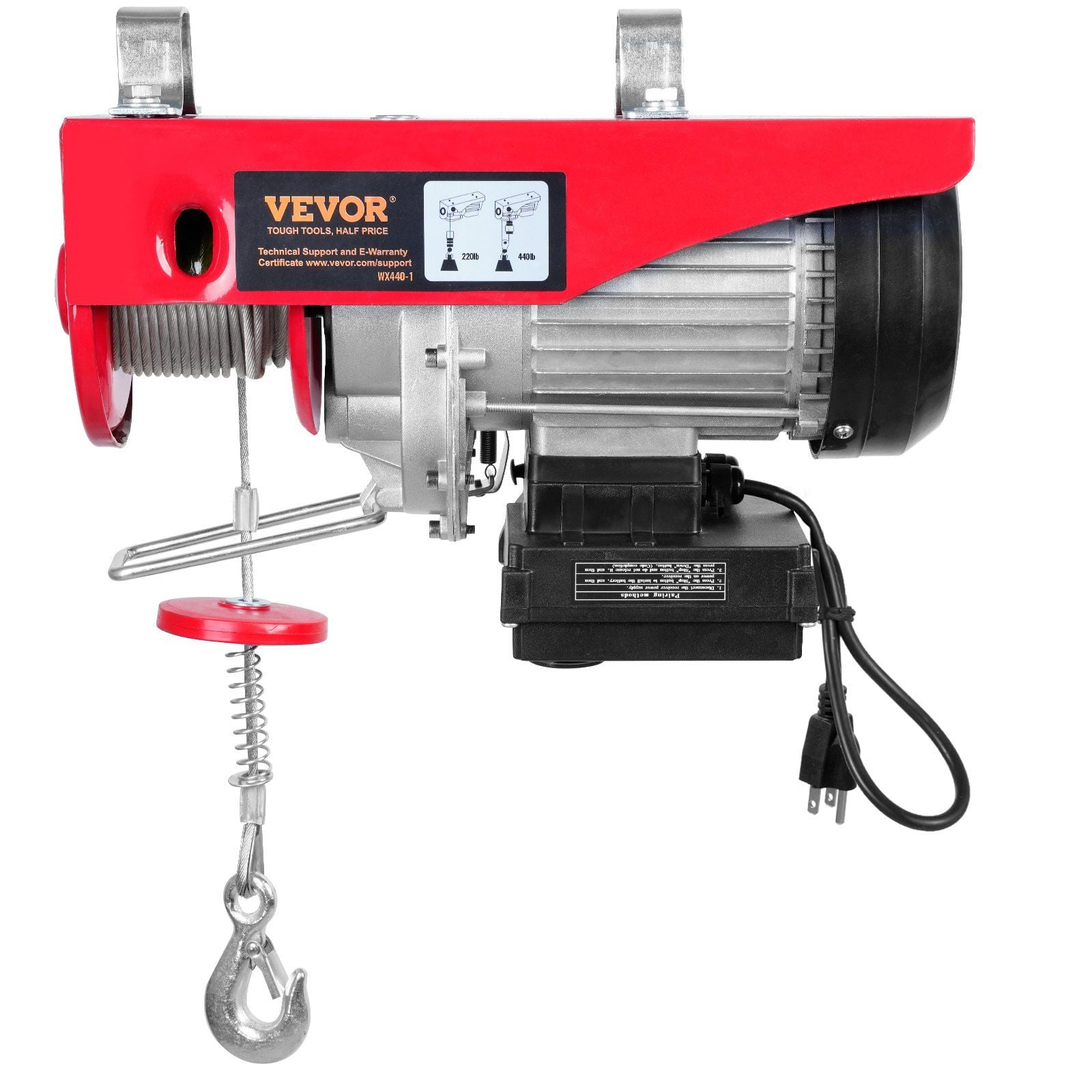 HCY Wireless Electric Hoist, 440 lbs 110V Electric Steel Wire Winch ...