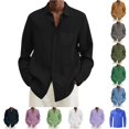 HCYSFG Men's Solid Color Top Notch Neck Button Down Long Sleeve Casual ...
