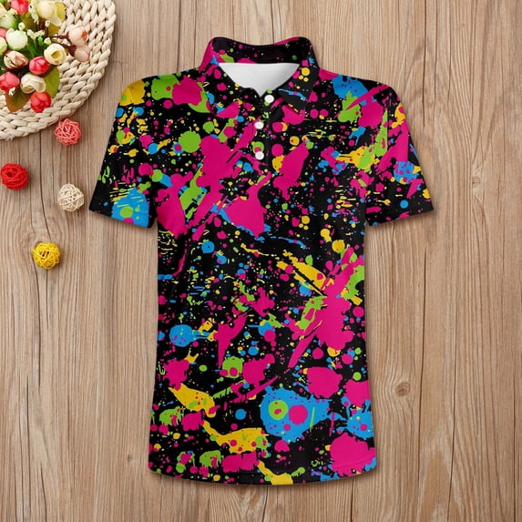 HCYSFG Women's Abstract Paint Splatter Printed Top Ladies Colorful ...