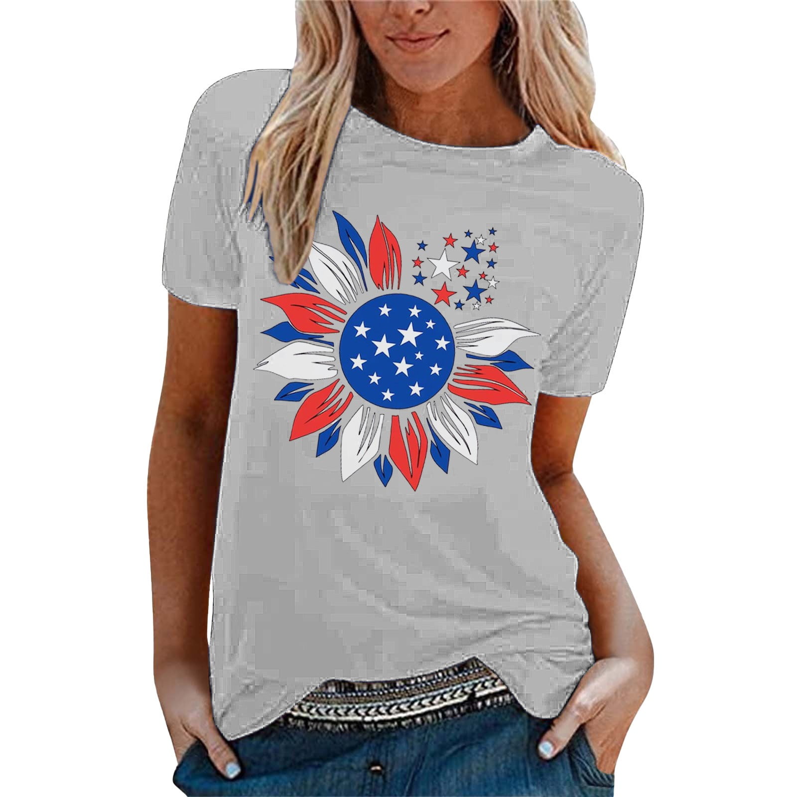 HCYSFG Womens 250th Anniversary Crew Neck Shirt oversized Short Sleeve ...