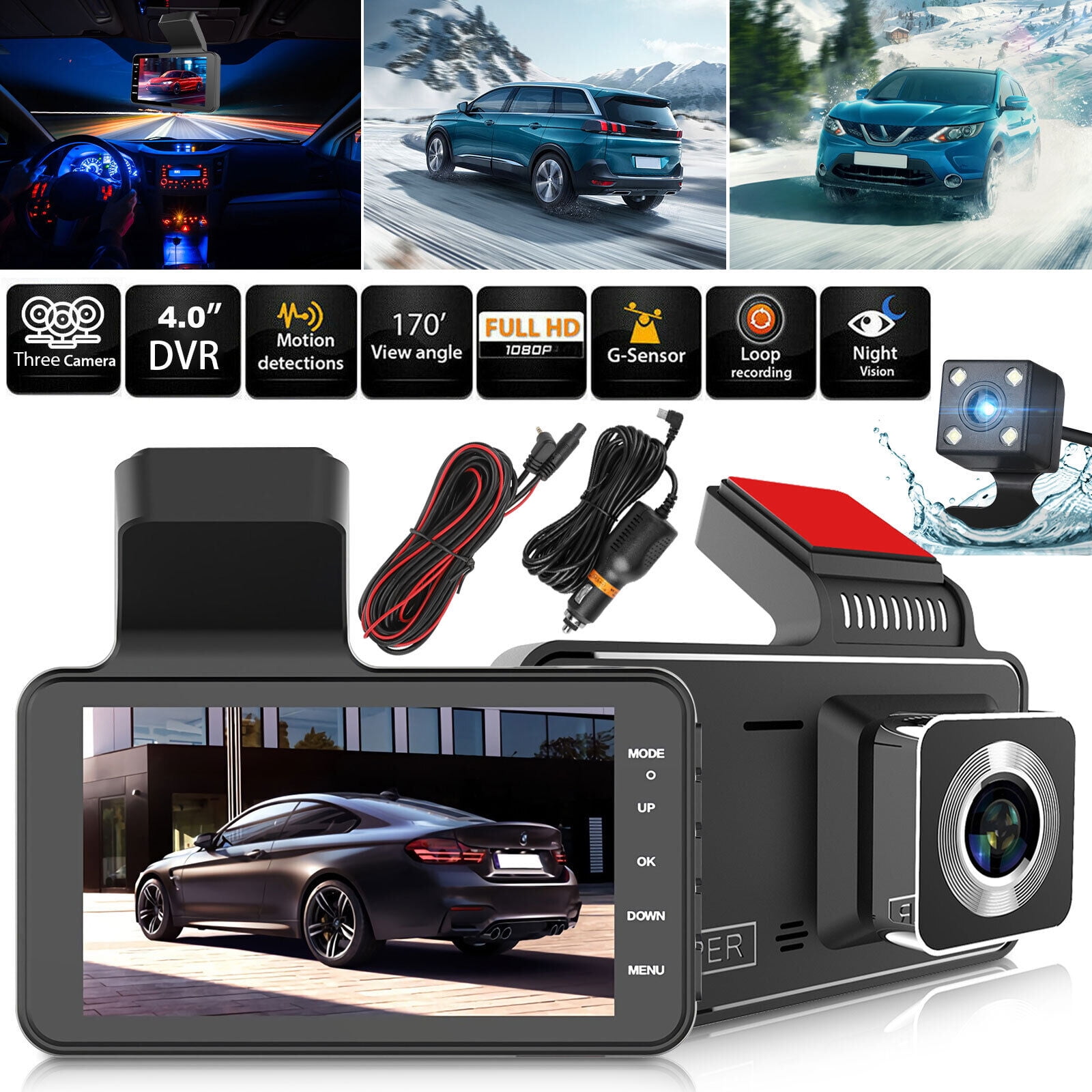 HD 1080P Car DVR Dual Lens Dash Camera Front/Rear Video Recorder Cam G ...