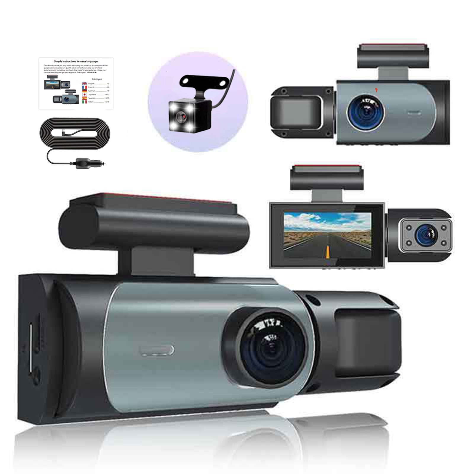 HD 1080P Dash Cam, 3-Channel Car Recorder, Front Rear Night Vision ...