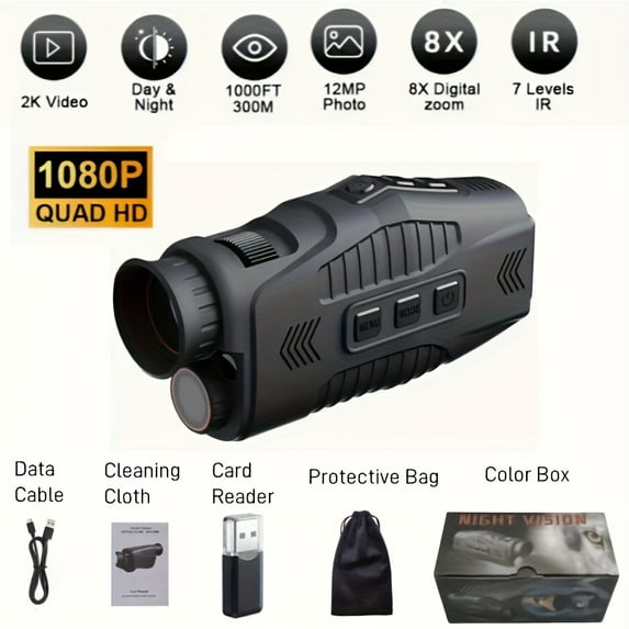 HD 1080P Night Vision Monocular with COMS/Digital Imaging - USB ...