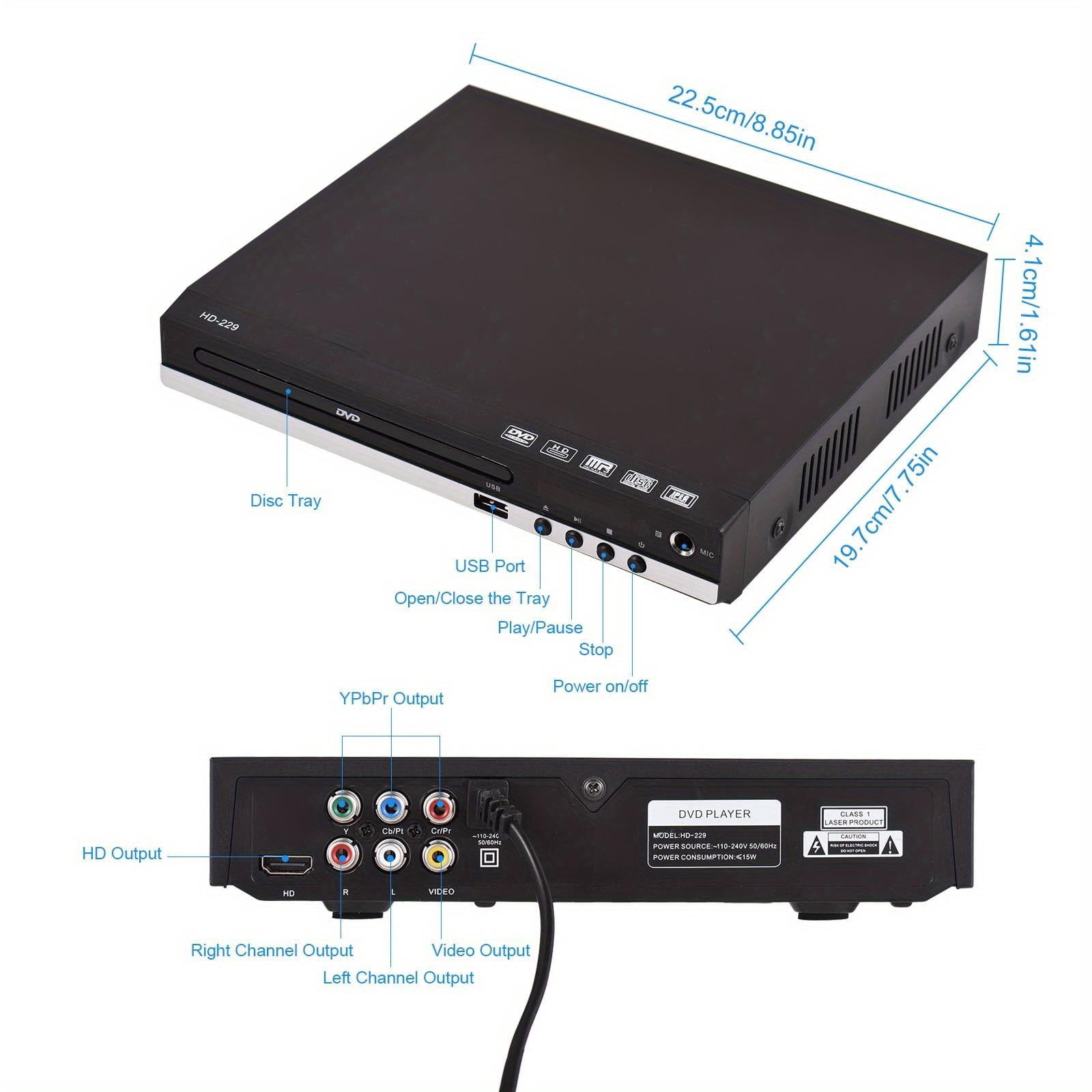 HD-229 Home DVD Player DVD CD Disc Player Digital Multimedia Player U ...