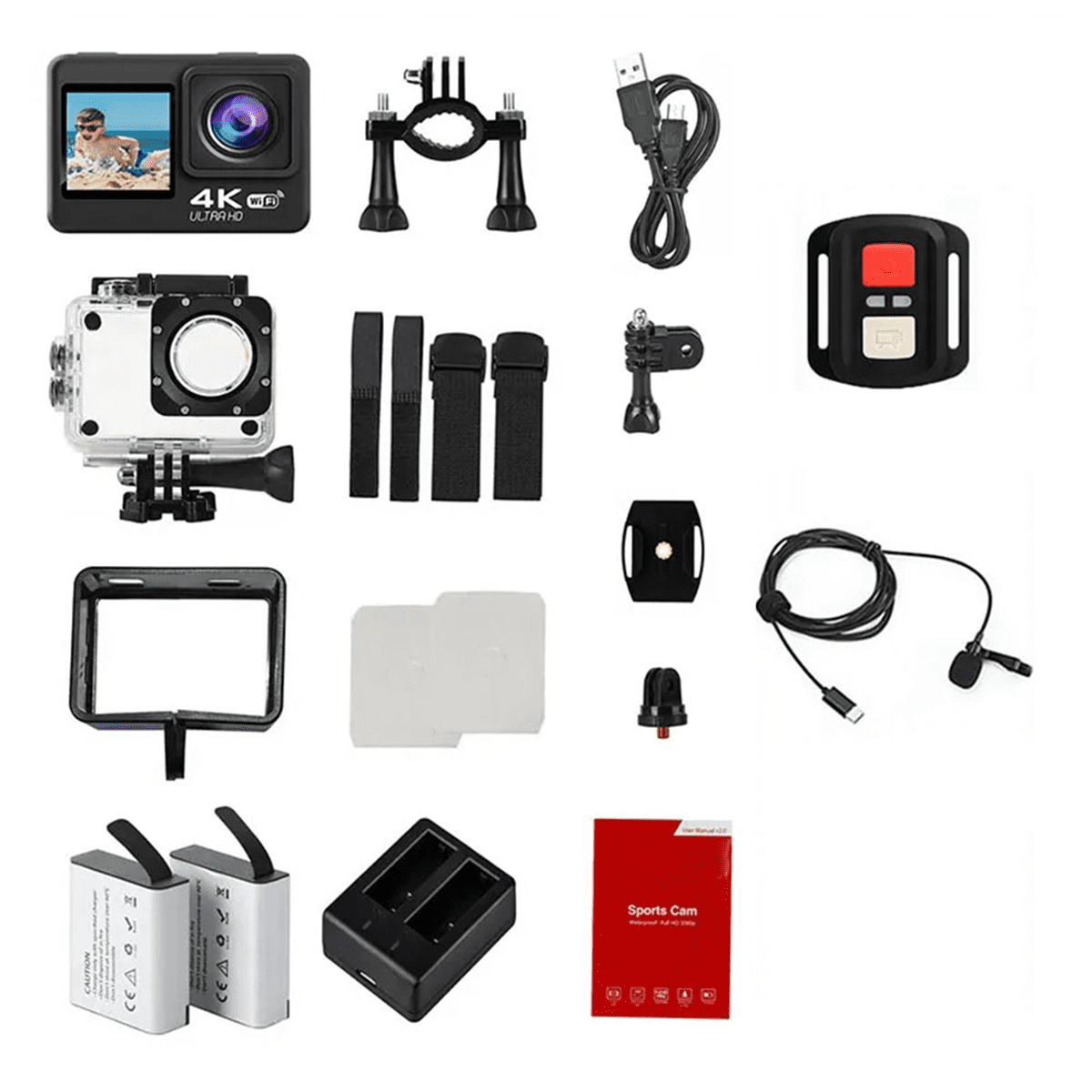 HD 4K/30 Fps 4K 30Fps Action Camera 2.0 Inch Screen WIFI Remote View ...