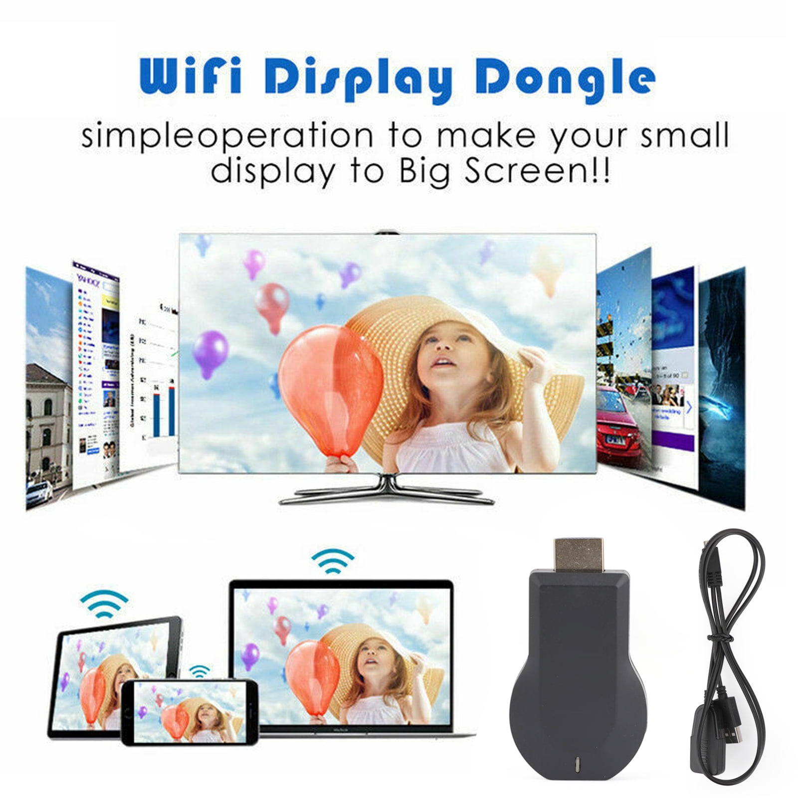 HD 4K M4 Plus Media Player TV Cast Stick WIFI Display Dongle Streamer - Walmart Business Supplies