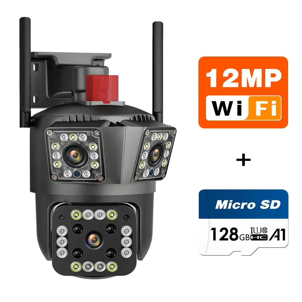 HD 8MP PTZ WiFi 4K Camera 6K 12MP Three Screens 8X Zoom Security ...