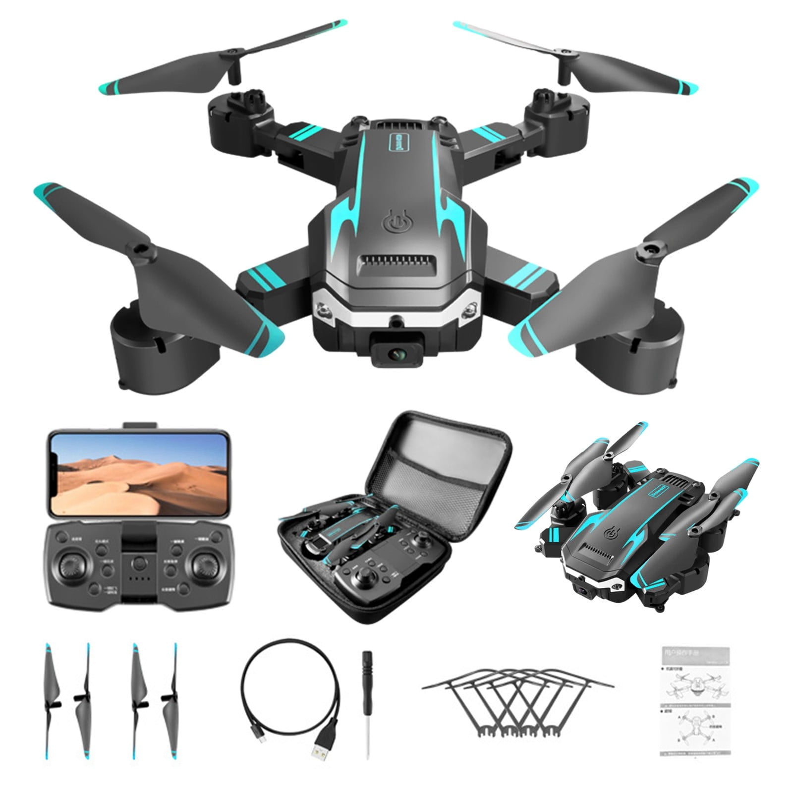HD Aerial Camera Drone, Dual Camera Quadcopter, 3-Axis Stabilization ...