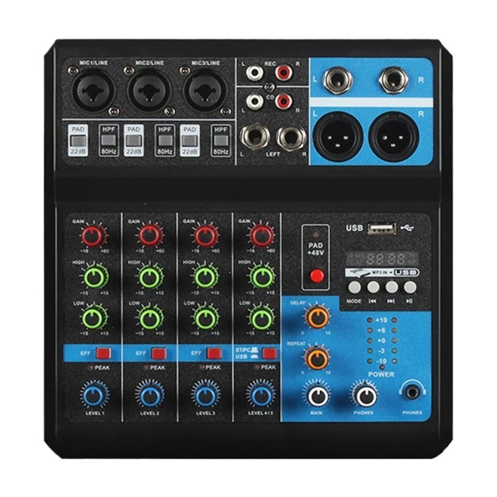 HD Audio 4 5 Channel Sound Mixer Professional Portable Console Computer ...