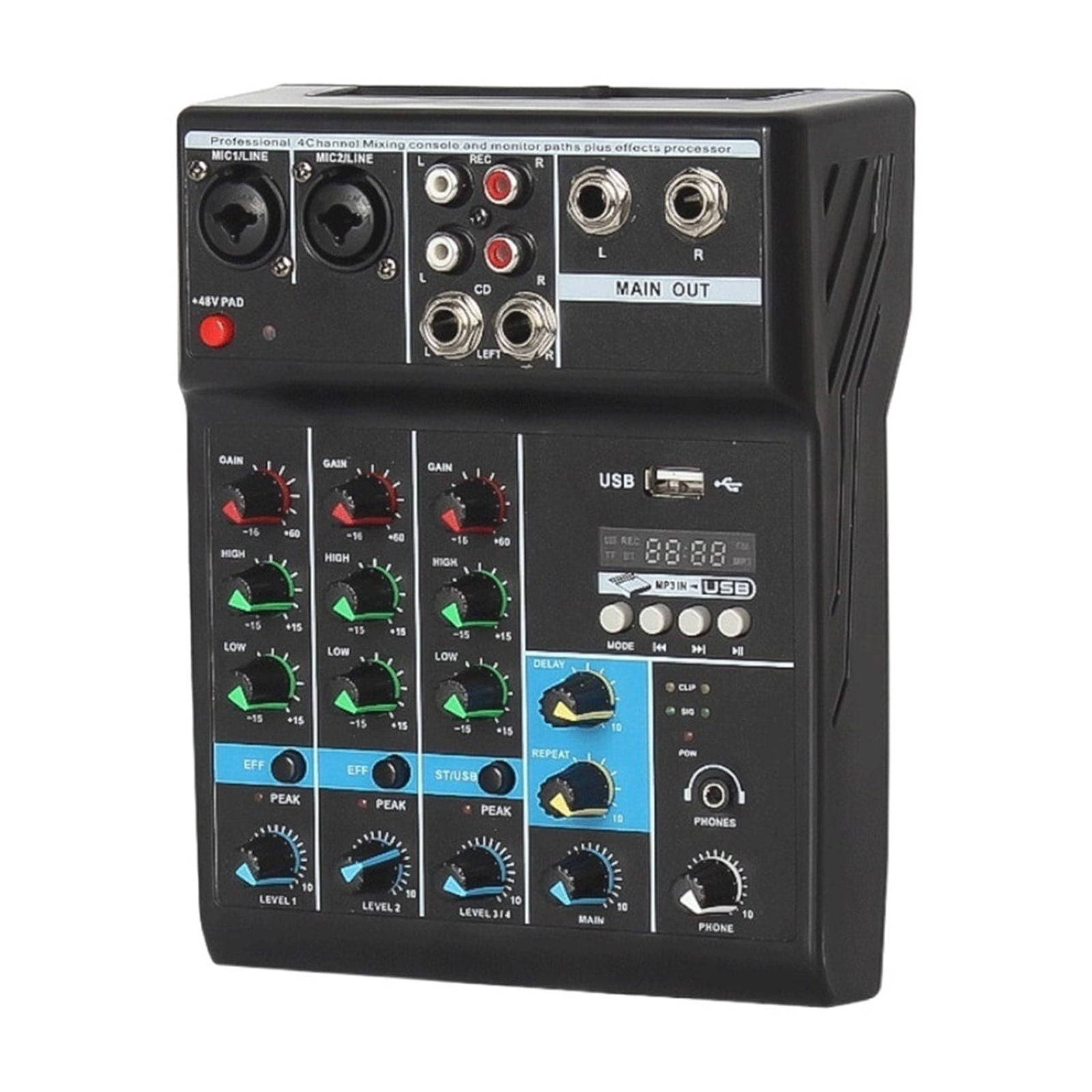 HD Audio 4 5 Channel Sound Mixer Professional Portable Console Computer ...