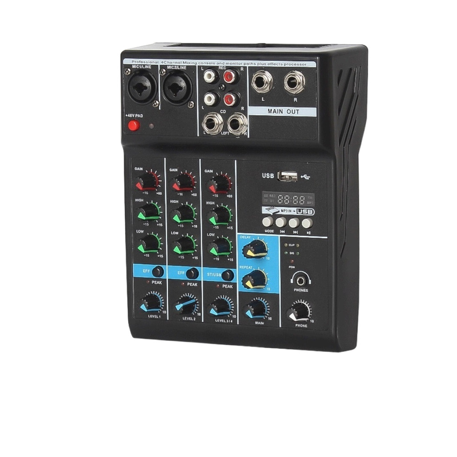 HD Audio 4 5 Channel Sound Mixer Professional Portable Console Computer ...