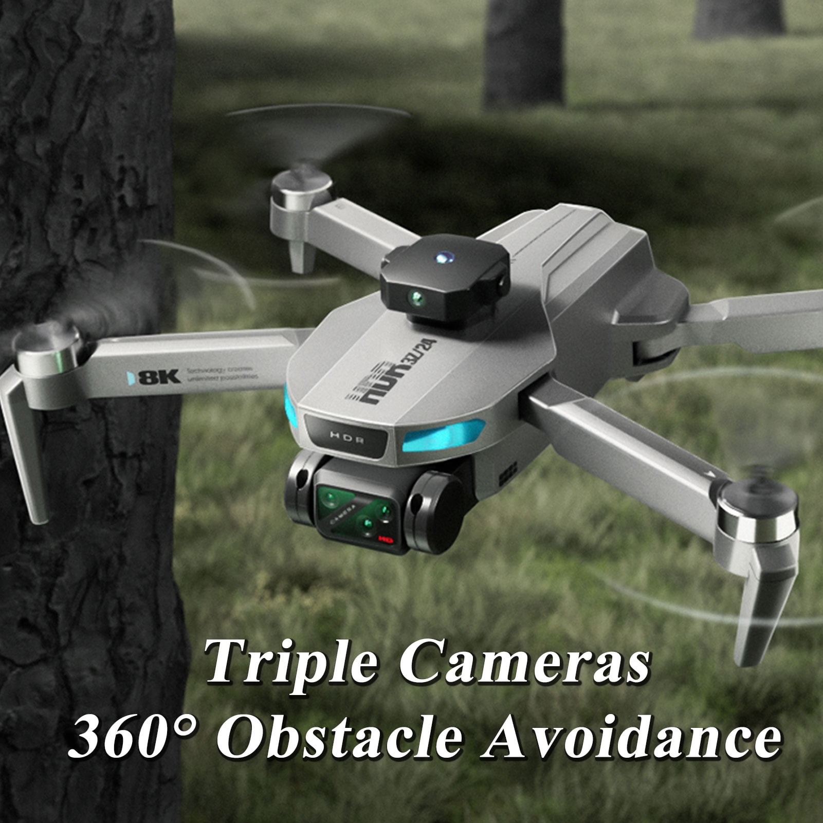 HD Camera Grey Drone with 360ºObstacle Avoidance, Optical Flow Hovering ...