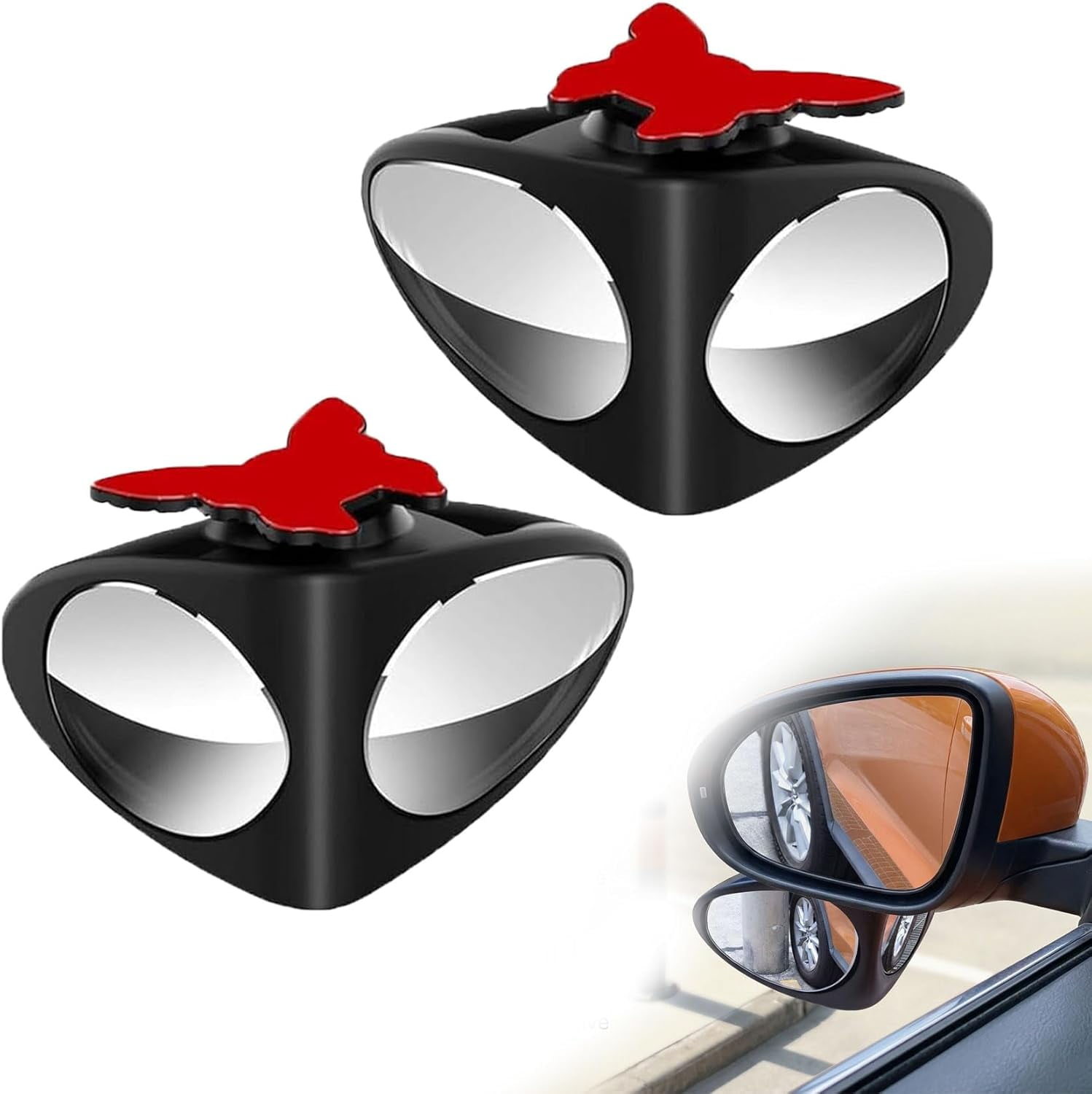 HD Car Blind Spot Mirrors 2 Pack (1 Set Left & Right) - 360° Rotatable ...