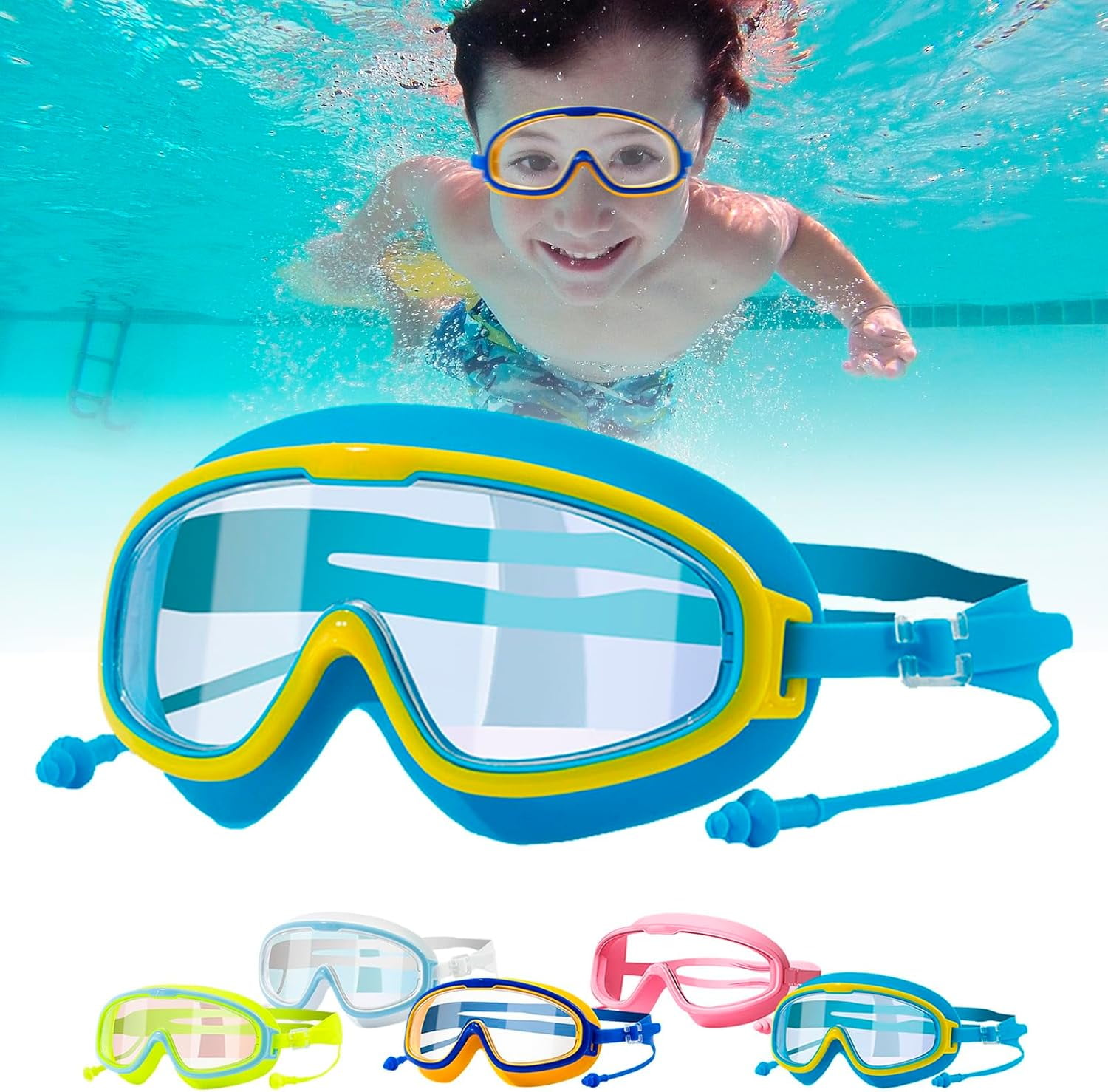 HD Children's Large Frame Waterproof and Anti-Fog Swimming Goggles ...