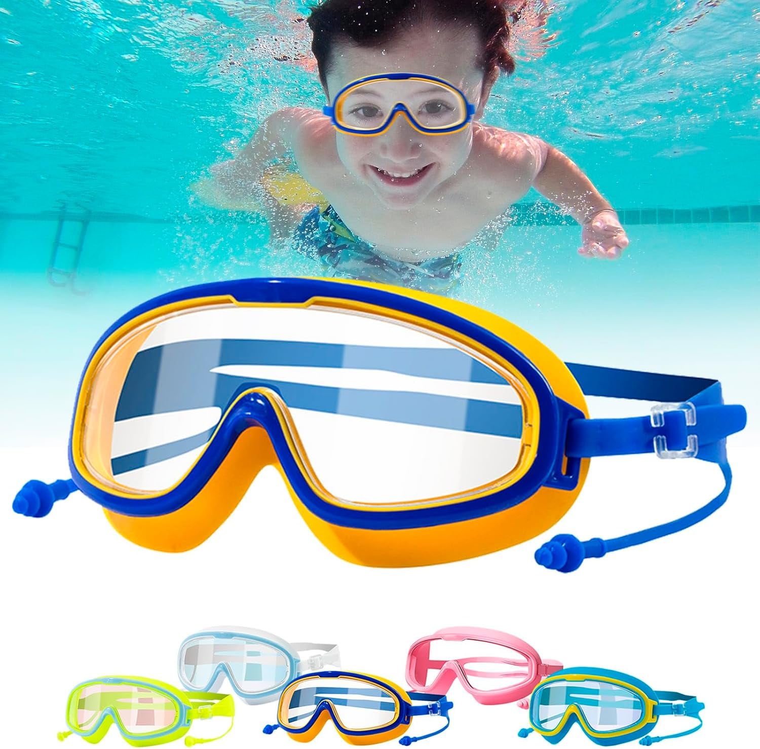 HD Children's Large Frame Waterproof and Anti-Fog Swimming Goggles ...