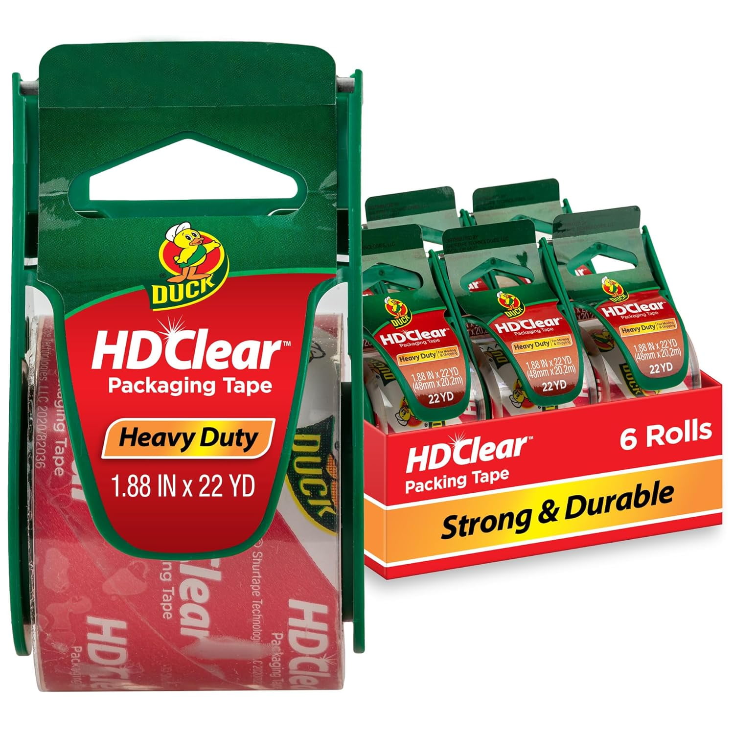 HD Clear Packing Tape with Dispensers - 6 Rolls of Strong Heavy Duty ...