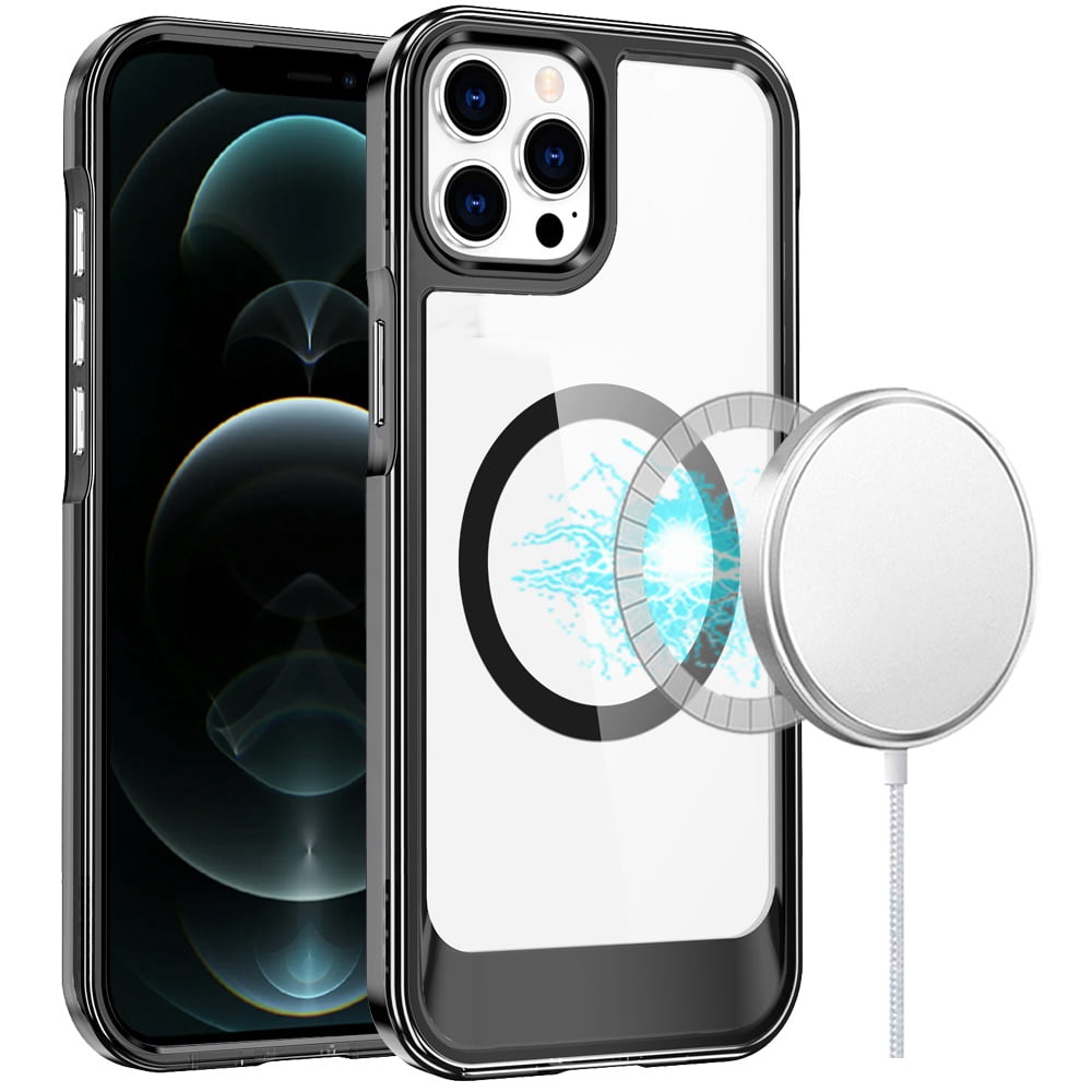 HD Crystal Transparent MagSafe Case for iPhone 12 Pro Max - Black ...