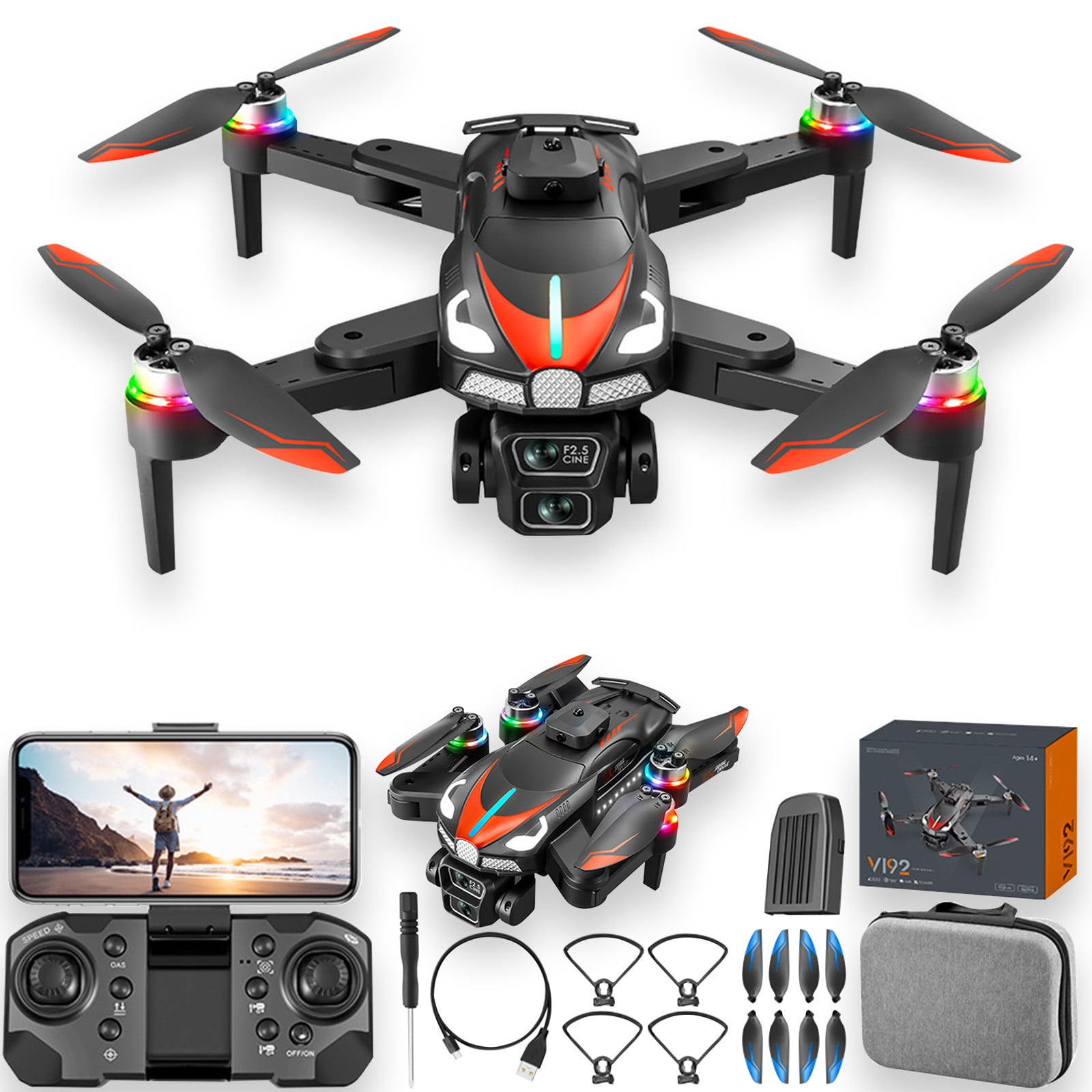 HD Dual Camera Drone for Adults and Beginners, Brushless Motor Foldable ...