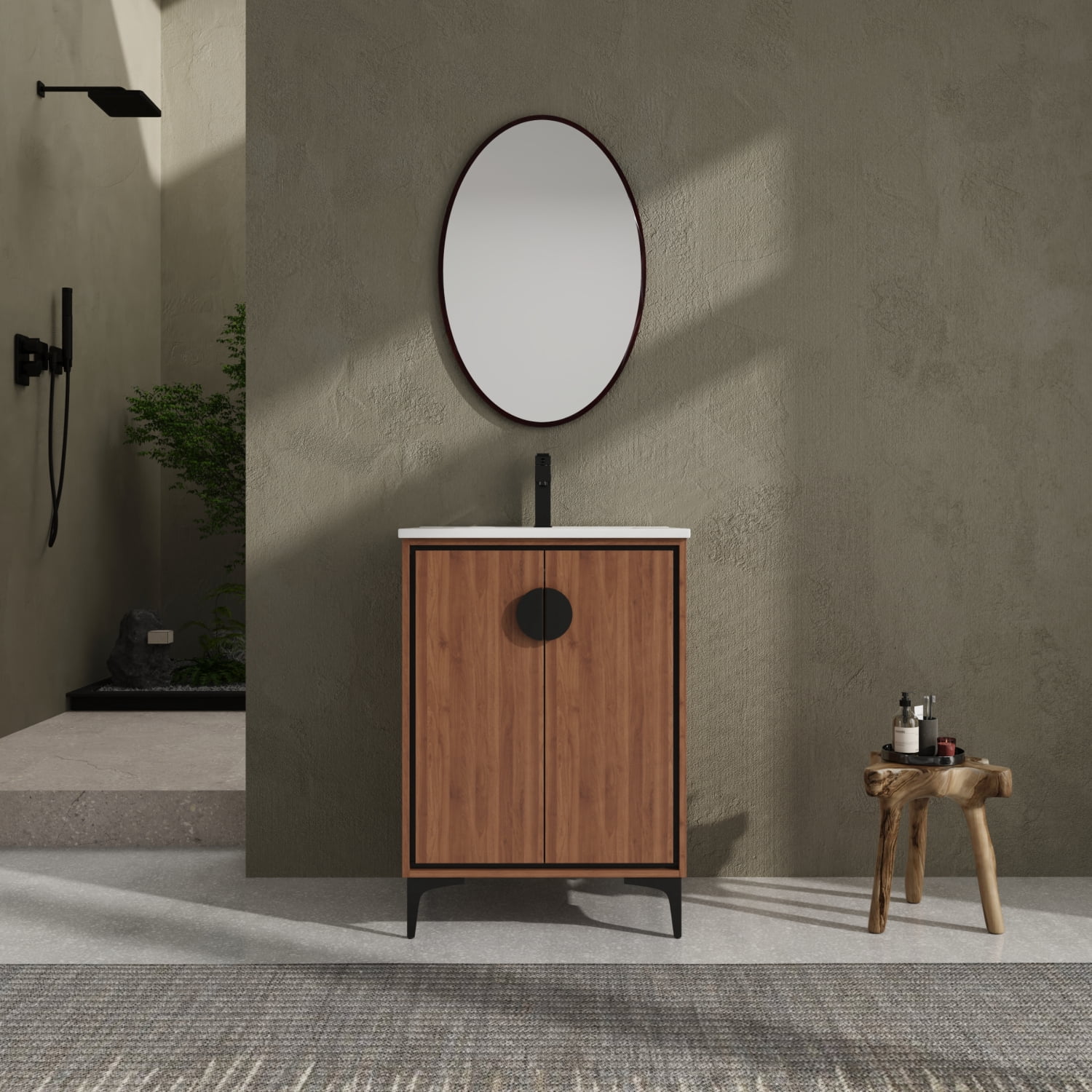 HD JUNTUNKOR 24 inch Freestanding Bathroom Vanity with Ceramic Sink ...