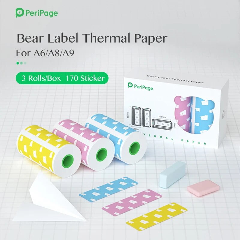 HD Mini Thermal Paper Labels Sticker Colors Photo Papers 56mm Rolls For ...