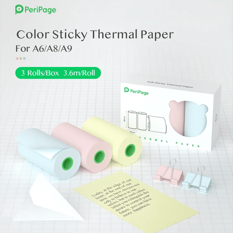 HD Mini Thermal Paper Labels Sticker Colors Photo Papers 56mm Rolls For ...