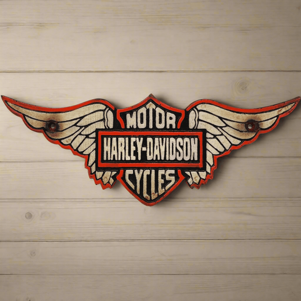 HD Motorcycles Wings Solid Cast Iron Plaque With Painted Antique Finish ...