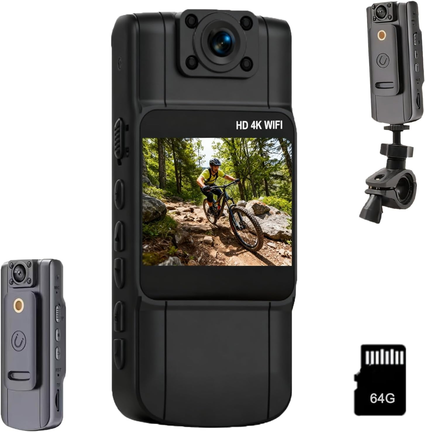 HD Portable Bike Camera Kit with Mount 4k Mini Body Camera with Audio ...