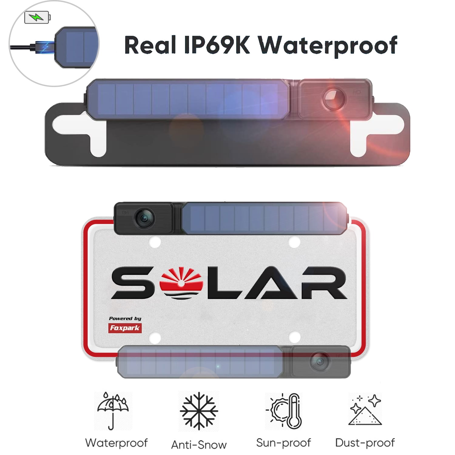 HD Solar Wireless Backup Camera for Car, IP69K Waterproof Reverse ...