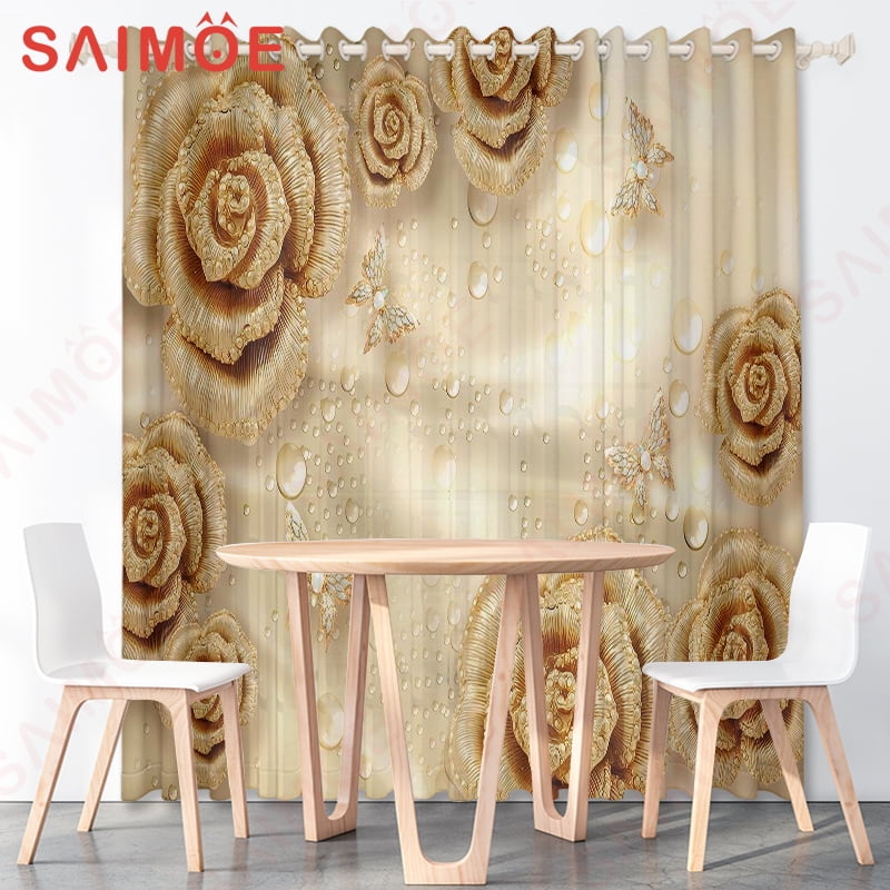 HD Spring Flowers Plant Curtain Rose Sunflower Butterfly Animal Thin ...