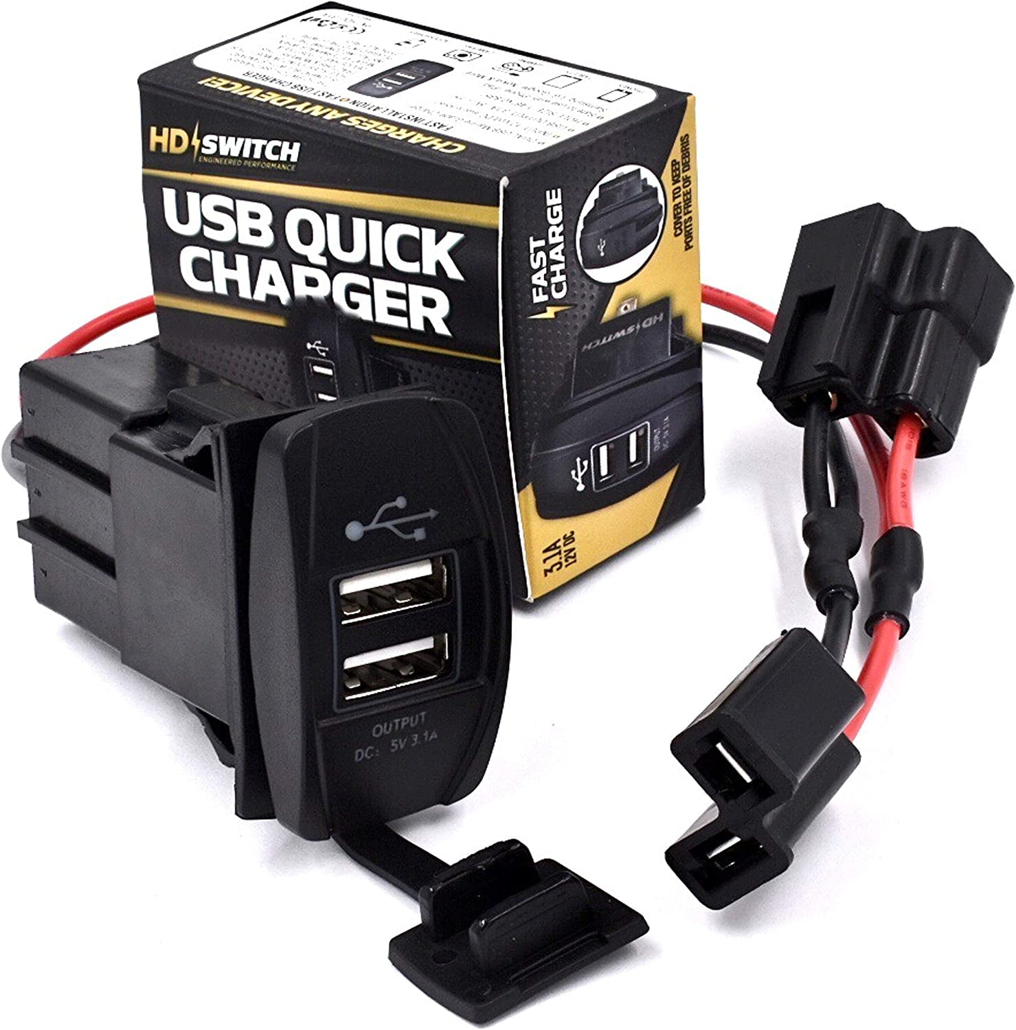 HD Switch USB Charger Kit for John Deere Gator ProGator, fits UTV XUV ...