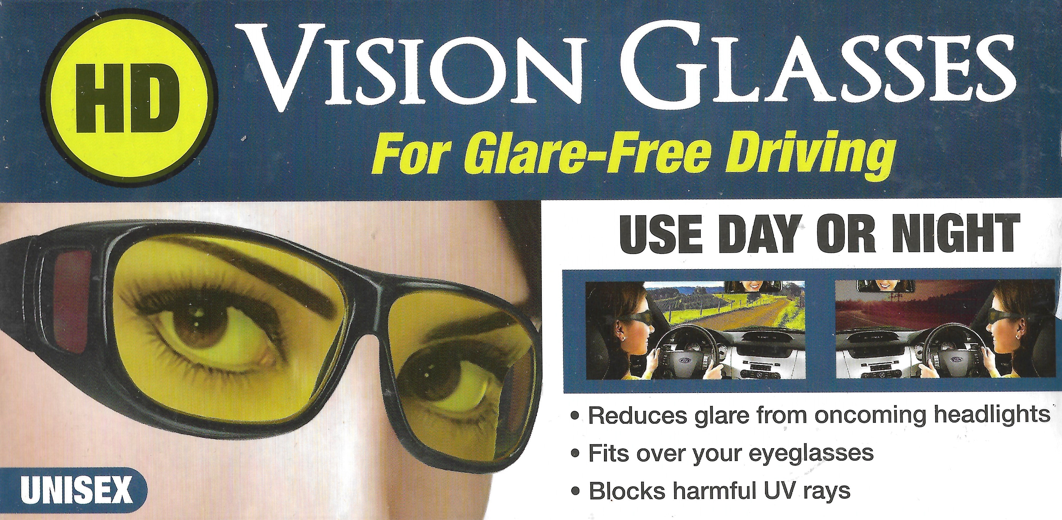 HD VISION GLASSES UNISEX AND WRAPAROUND GLASSES FOR DAY OR NIGHT ...