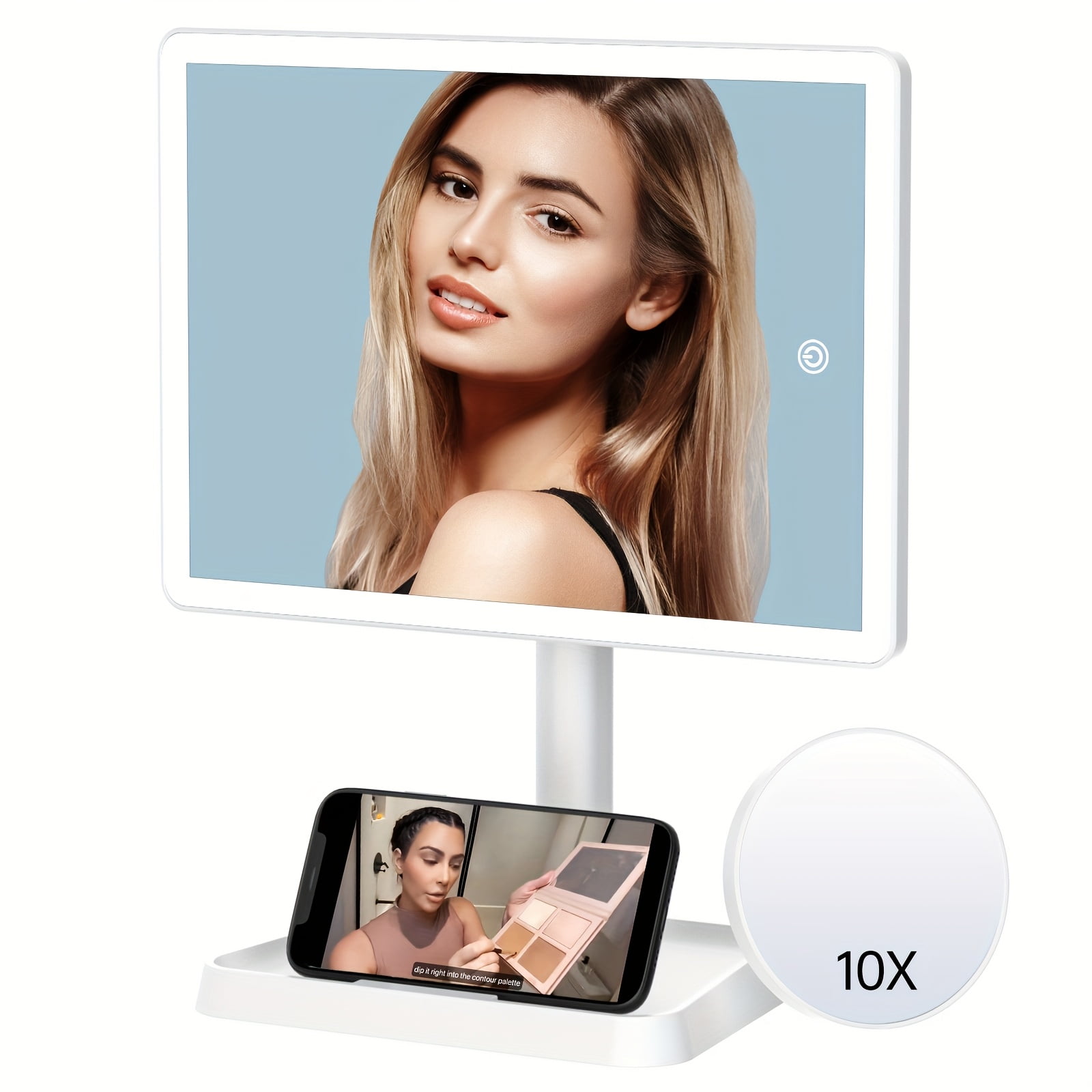 [HD Vanity Mirror] 11-inch HD Vanity Mirror with Phone Stand ...