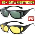 HD Vision Wrap Around Sunglasses Set of 2 Day Night Sunglasses As Seen ...