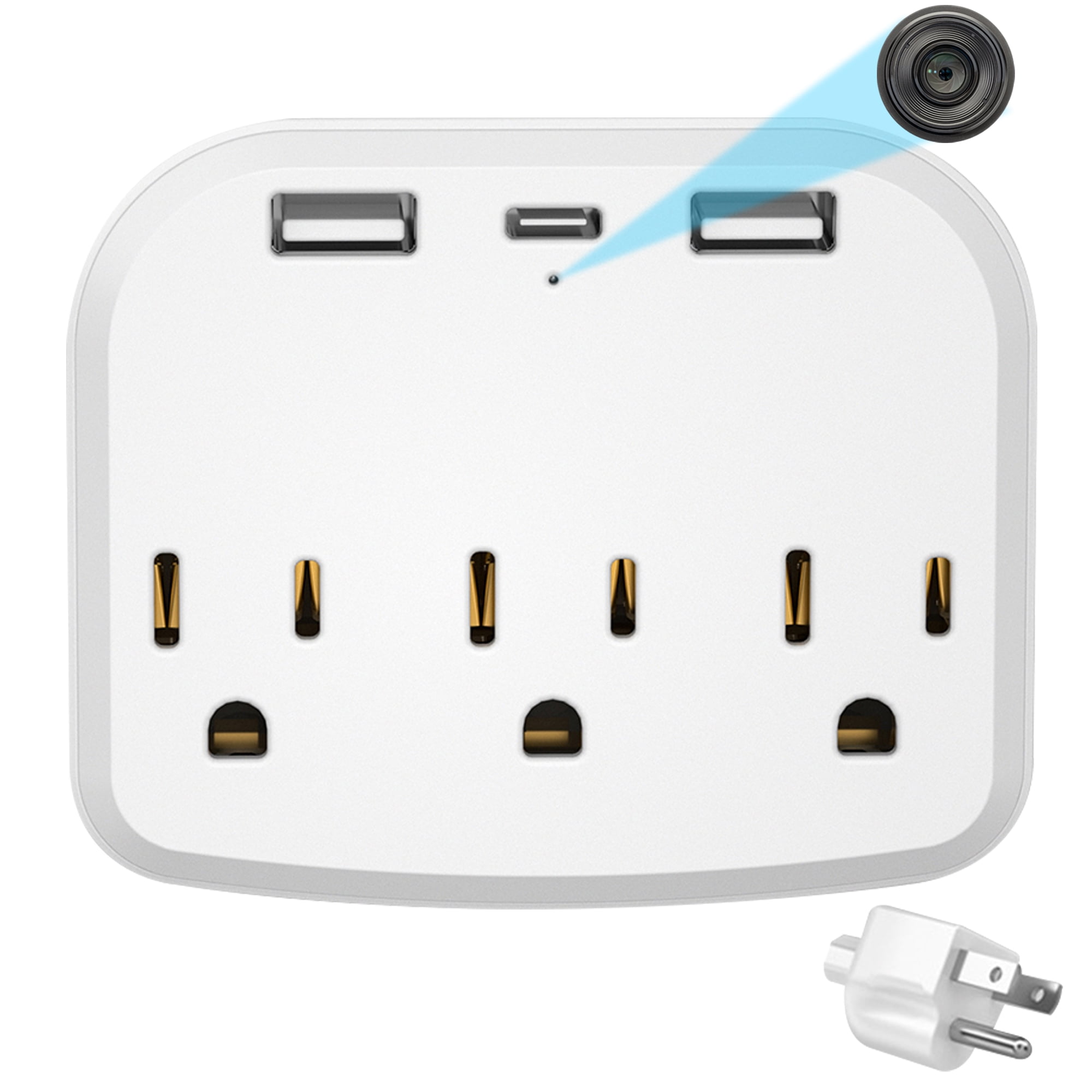 Walmart HD Wall Charger with Hidden WiFi Security Nanny Camera, USB ...