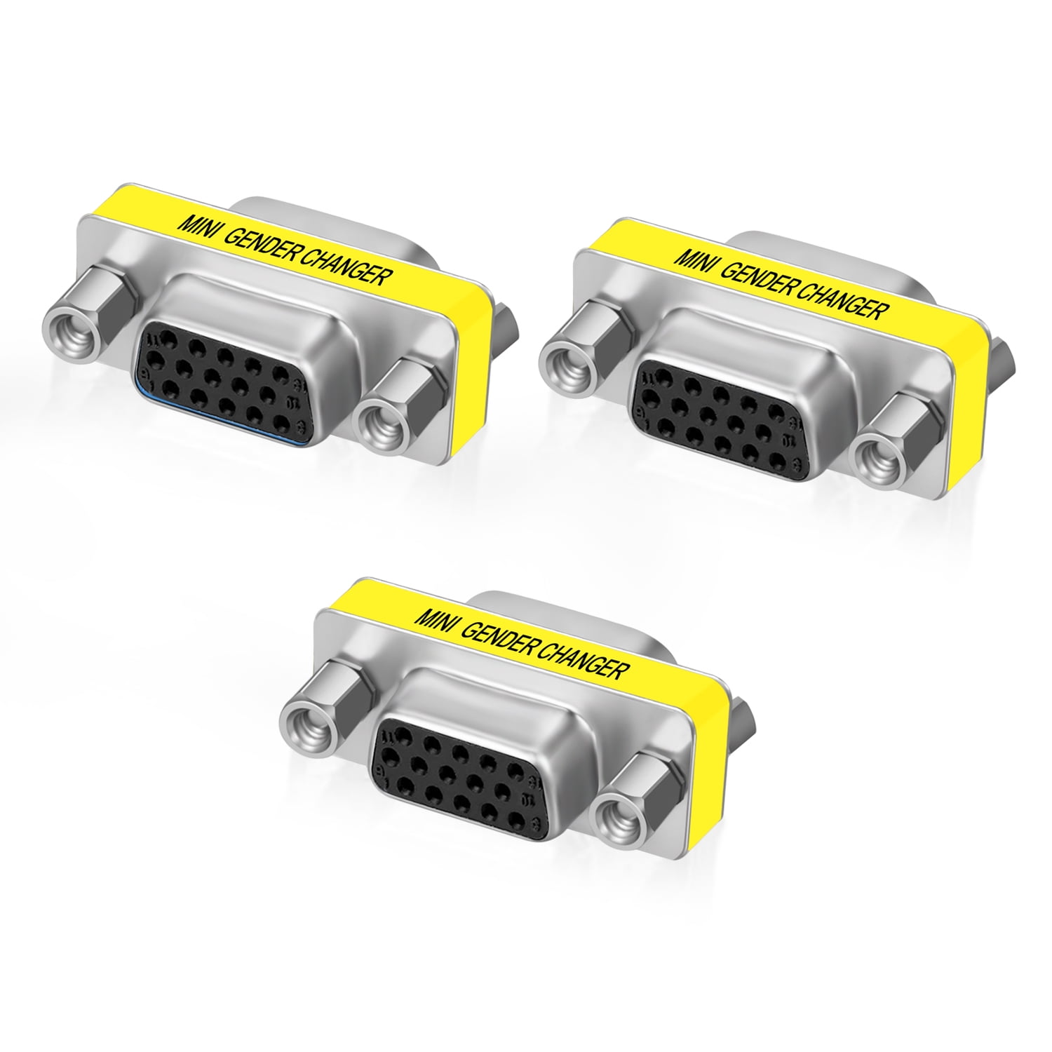 HD15 SVGA Connector, Set of 3, 15 Pin Gender Changer Super VGA Coupler ...