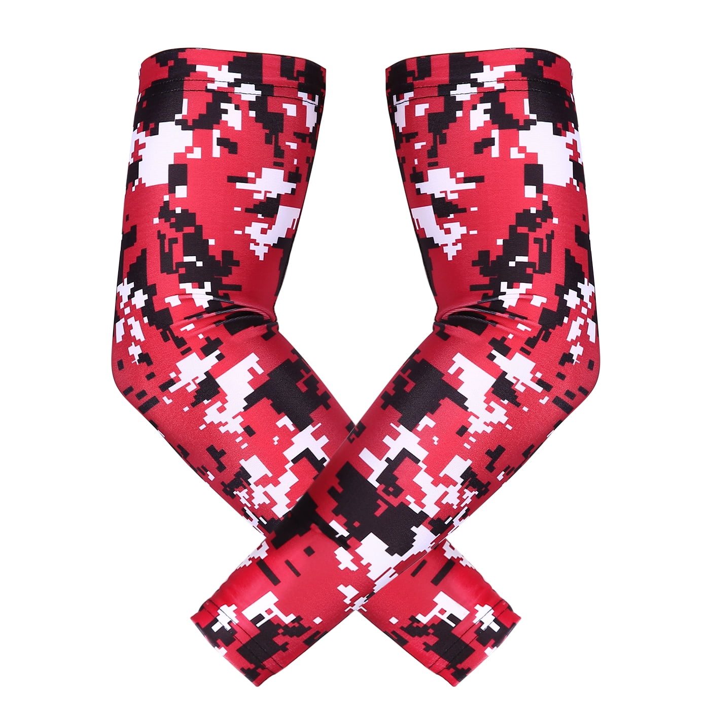 HDE Kids Arm Compression Sleeves, Red Digital, 2 Count, Youth Sports ...