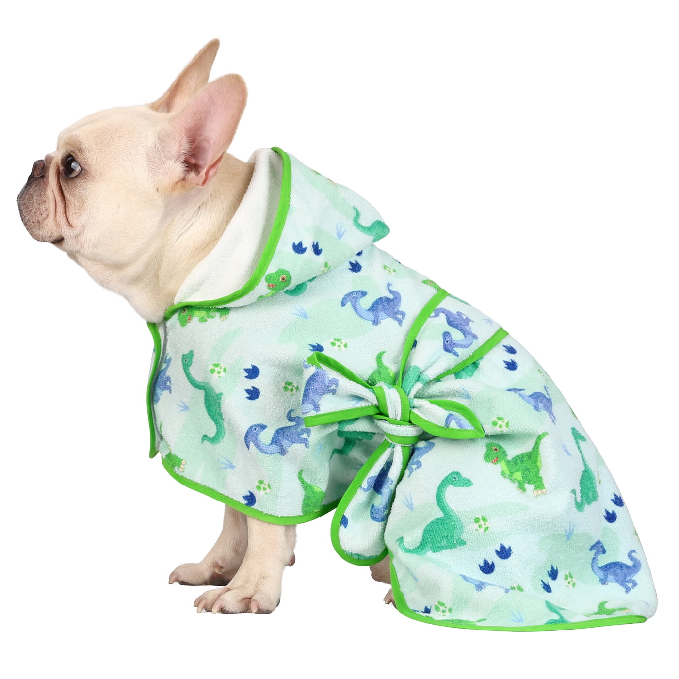 HDE Dog Bathrobe Drying Towel with Hood for Large Dogs Cute Dinosaurs M ...