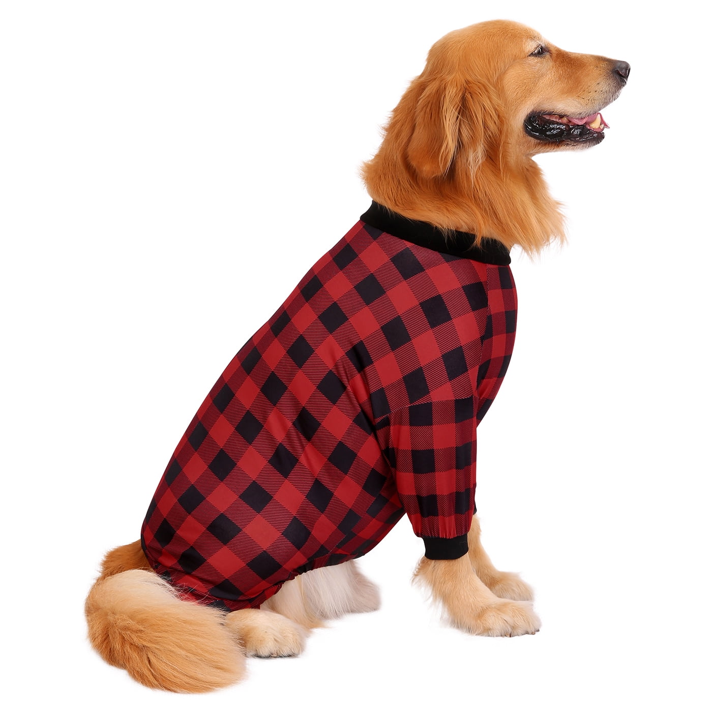 HDE Dog Pajamas Jumpsuit, Buffalo Plaid, Snug Stretchy Comfy Fabric ...