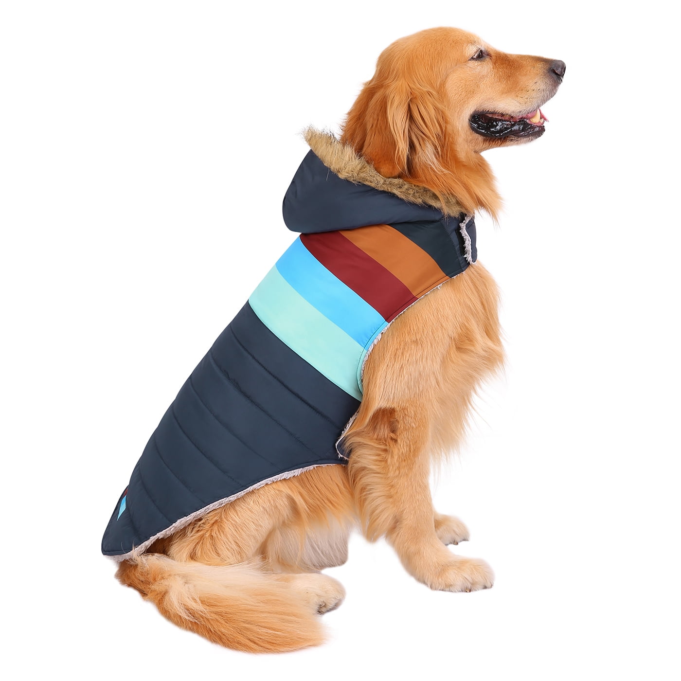 HDE Dog Puffer Jacket Fleece Lined Winter Coat with Harness Hole Navy ...